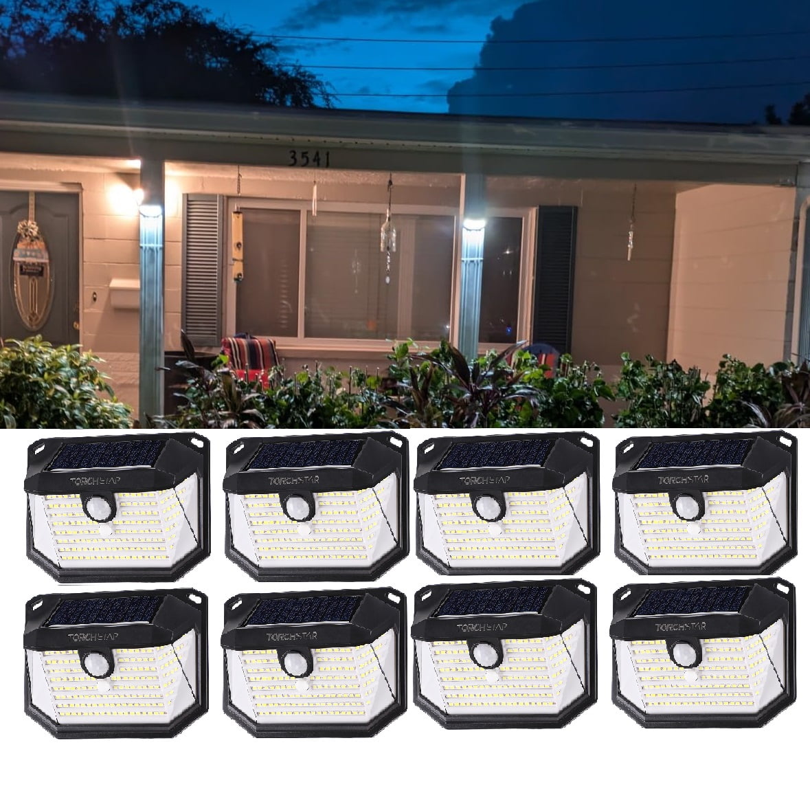 TORCHSTAR 8 Pack 178 LEDs Solar Sensor Motion Lights, Black - Walmart ...