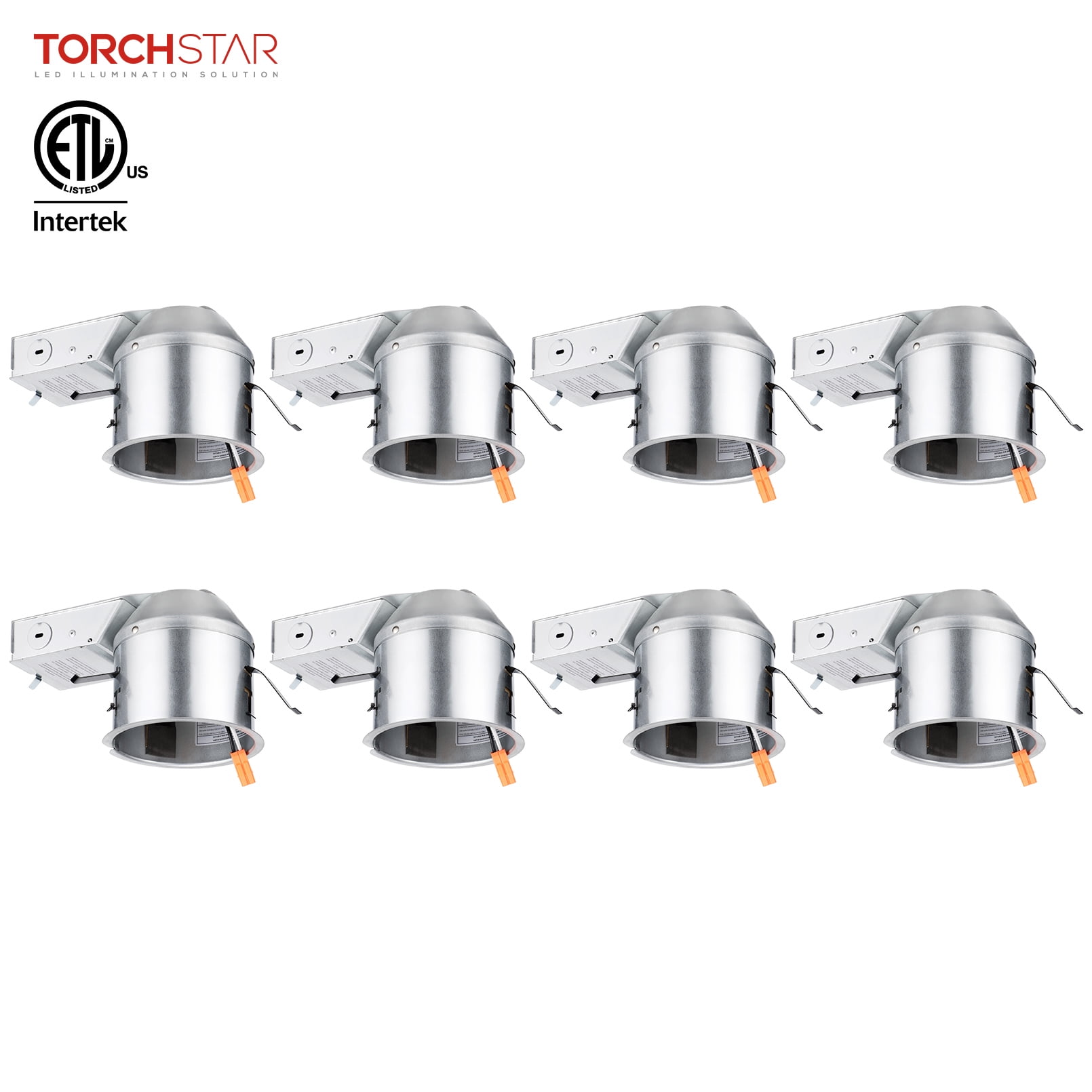 TORCHSTAR 8-Pack 4Inch IC Rated Air Tight Remodel Shallow LED Recessed ...