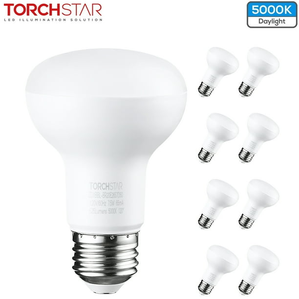 TORCHSTAR 8-Pack BR20 LED Bulbs, Indoor Flood Light R20, Dimmable, 7.5W ...