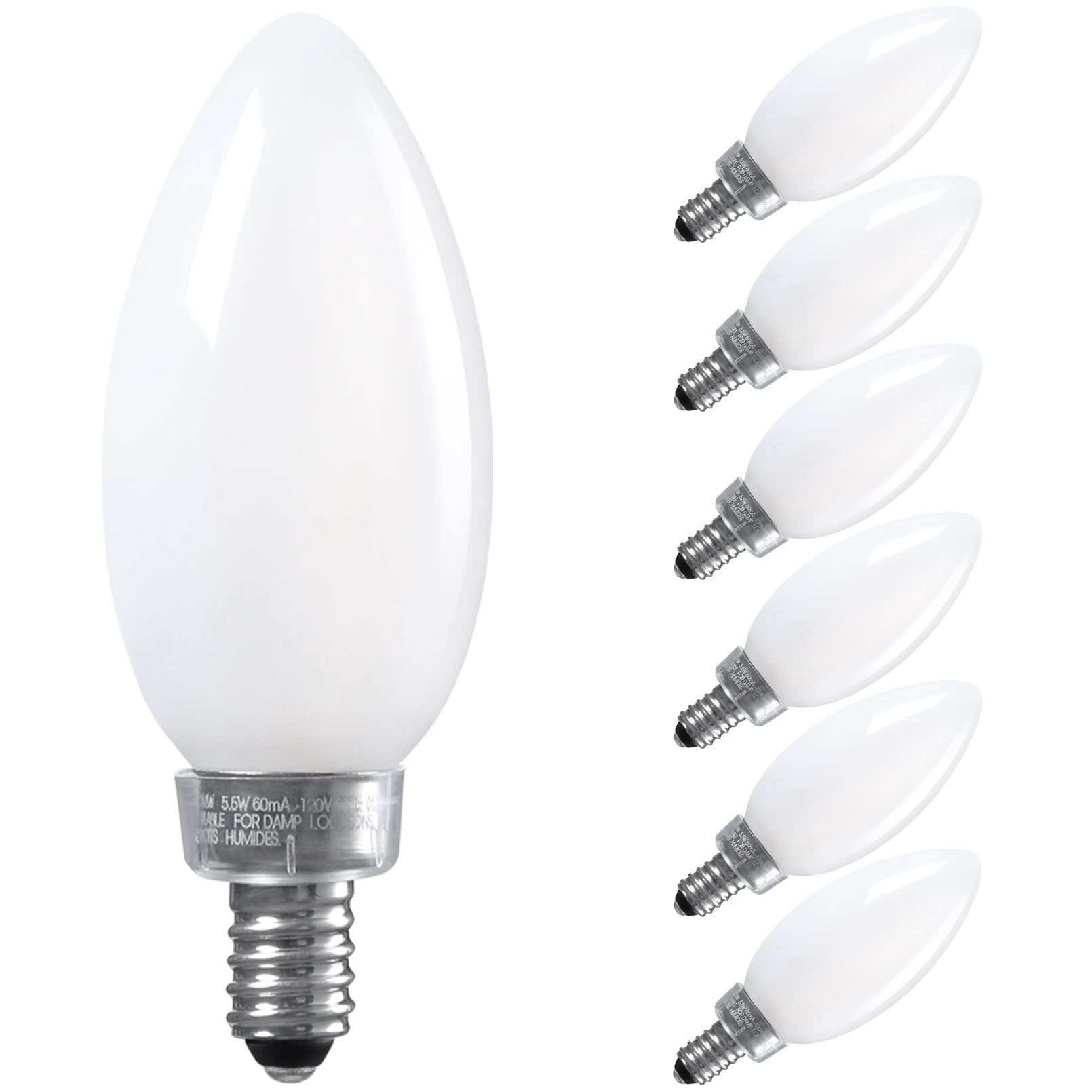 TorchStar Dimmable E12 LED Candelabra Bulb, 60W Equivalent, 4000K Cool ...