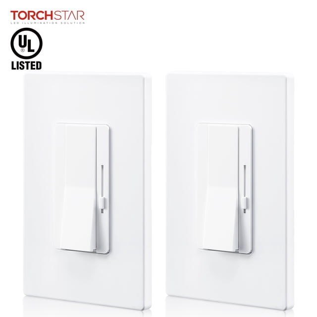 TORCHSTAR Dimmer Switch for LED Light, 3-Way Single Pole Dimmable Slide ...