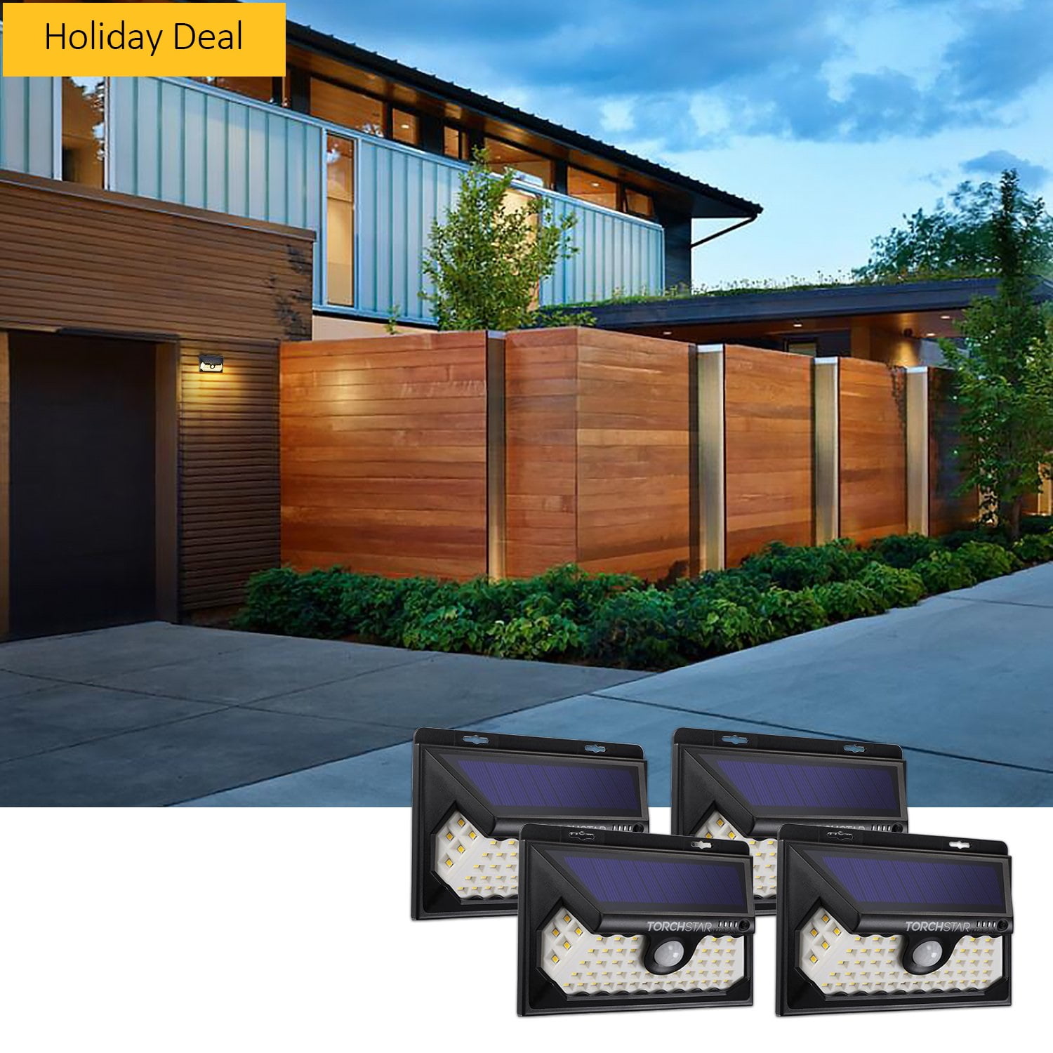 TORCHSTAR Dusk to Dawn Solar Lights, 58LED, 3000K Warm White, Pack of 4 ...
