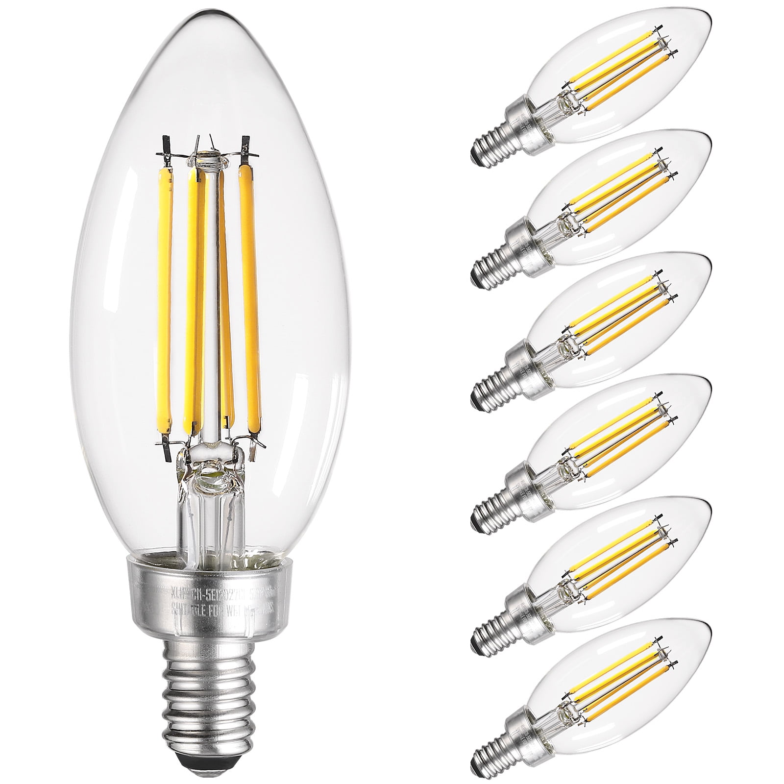TORCHSTAR E12 LED Candelabra Light Bulb, Dimmable, Omni Directional, 5 ...