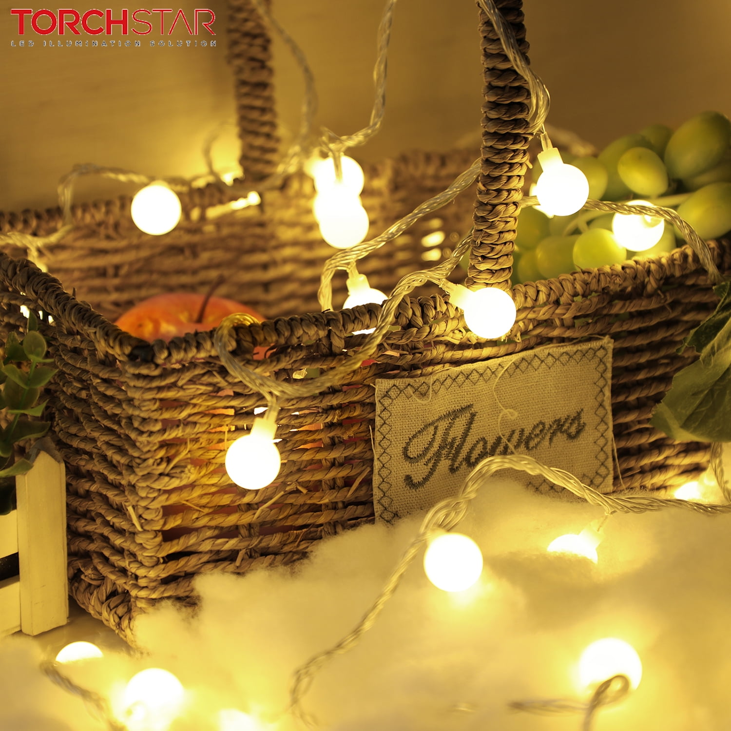 TORCHSTAR Globe Ball String Lights, Plug-in, 33ft 100 LEDs, Christmas ...