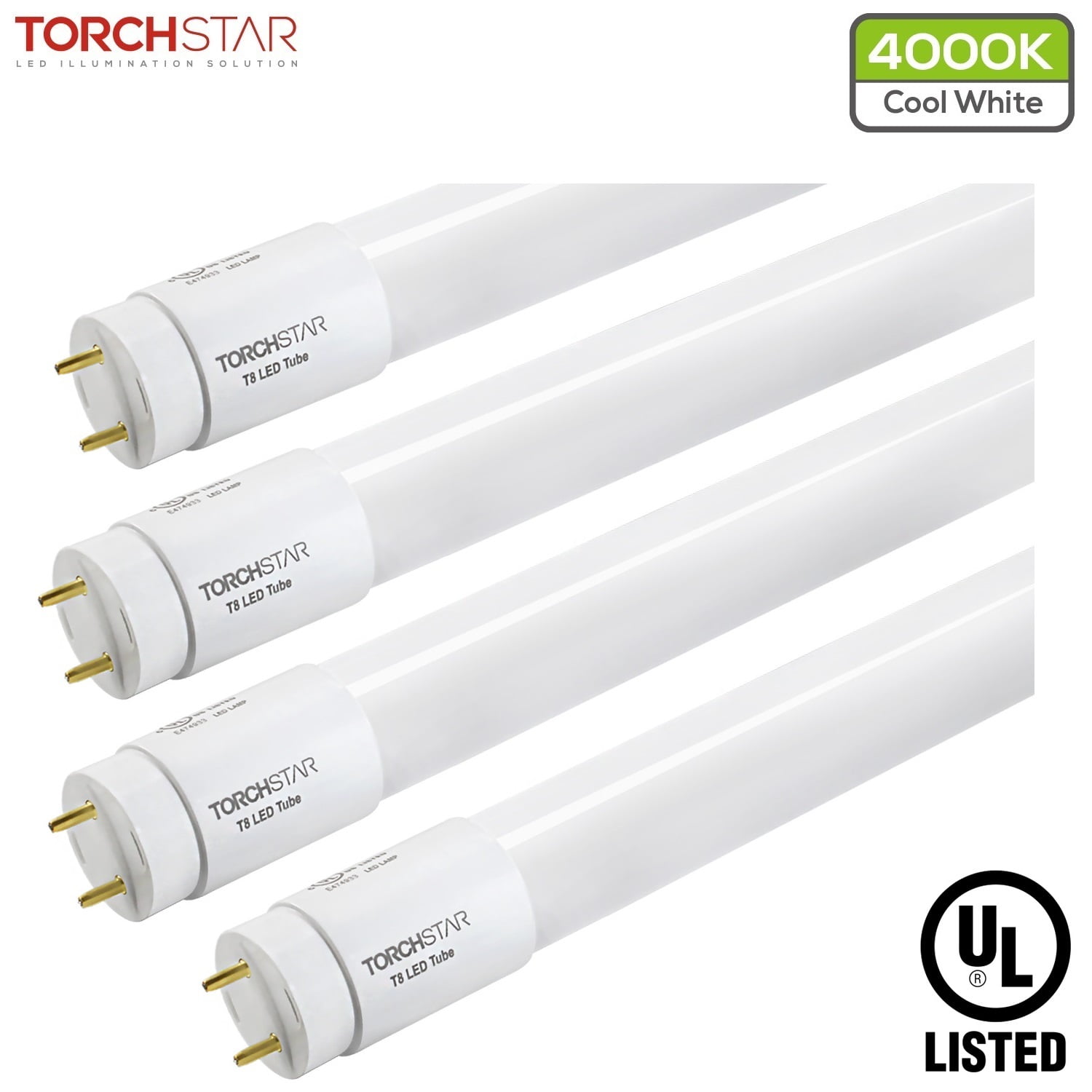 TORCHSTAR Hybrid 18W 4ft T8 LED Tube Light, Ballast Compatible & Bypass ...