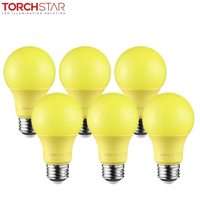 TORCHSTAR LED A19 Yellow Bulbs, 8W (40W Equivalent) Light Bulb, E26/E27 ...