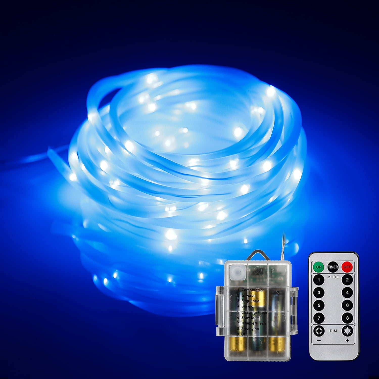 TORCHSTAR LED Rope Lights, Battery Powered, Remote, 33ft 100LEDs ...