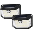 TORCHSTAR 178 LEDs Solar Motion Sensor Lights, Wireless Outdoor Wall Lighting, Black, Pack of 2 ...