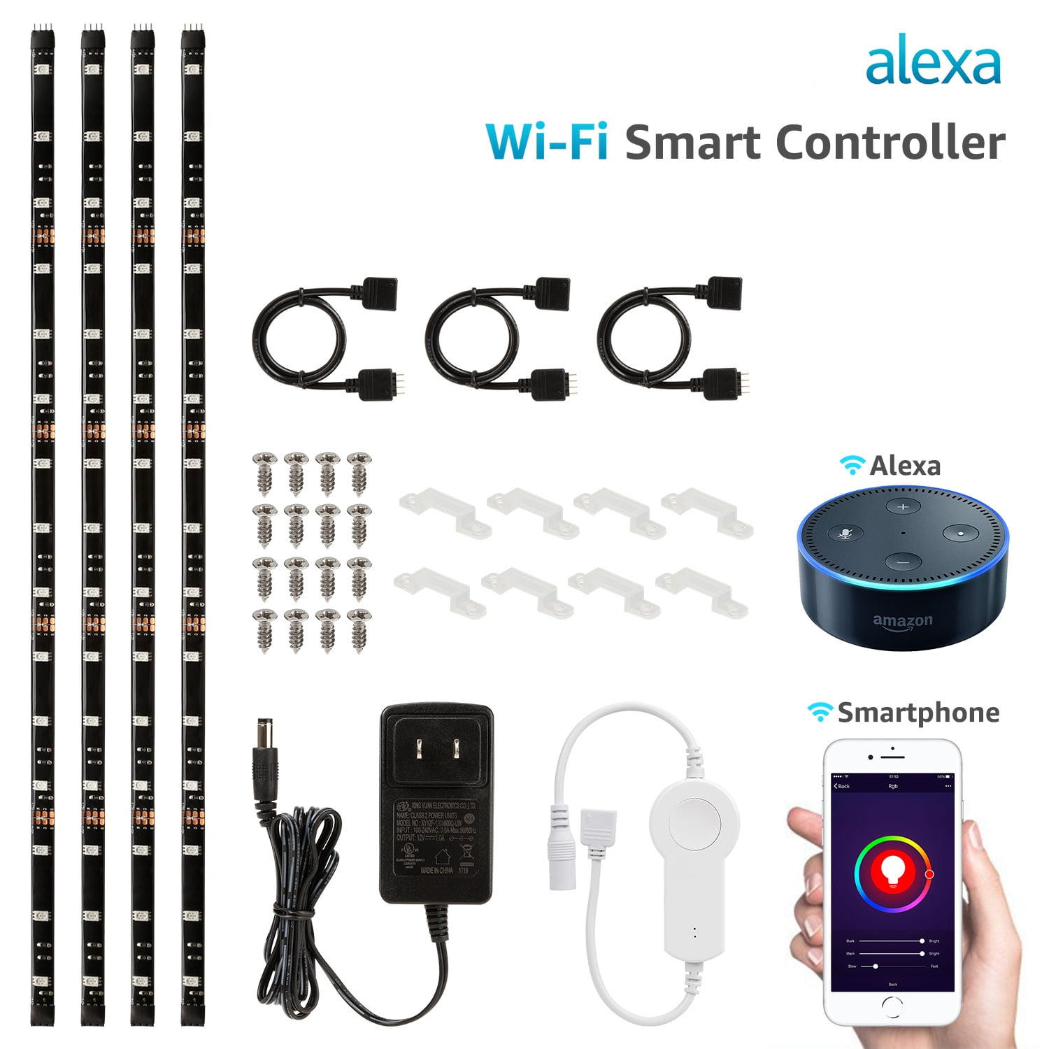 TORCHSTAR LED TV Backlight Kit Multi-Color Strip Light, Work with Alexa ...