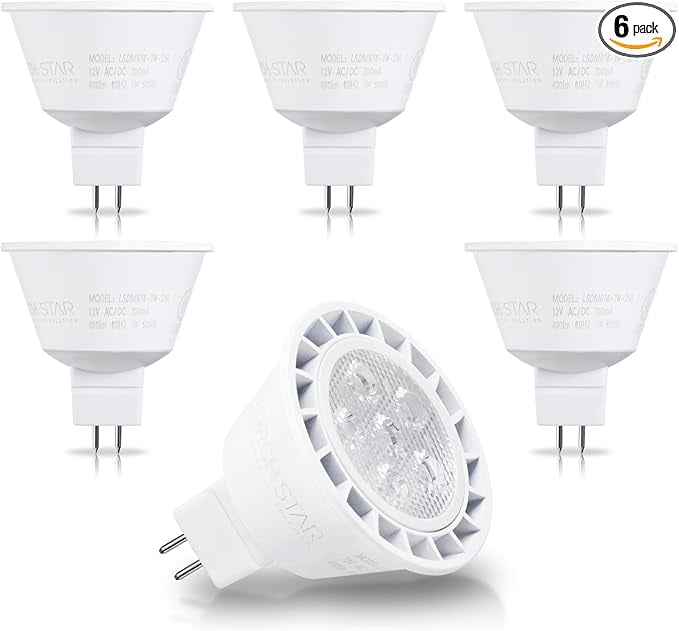 TORCHSTAR MR16 LED Bulb Dimmable, 7W 12V 490LM 50W Equivalent, 5000K Daylight, GU5.3 Bi-Pin Base ...