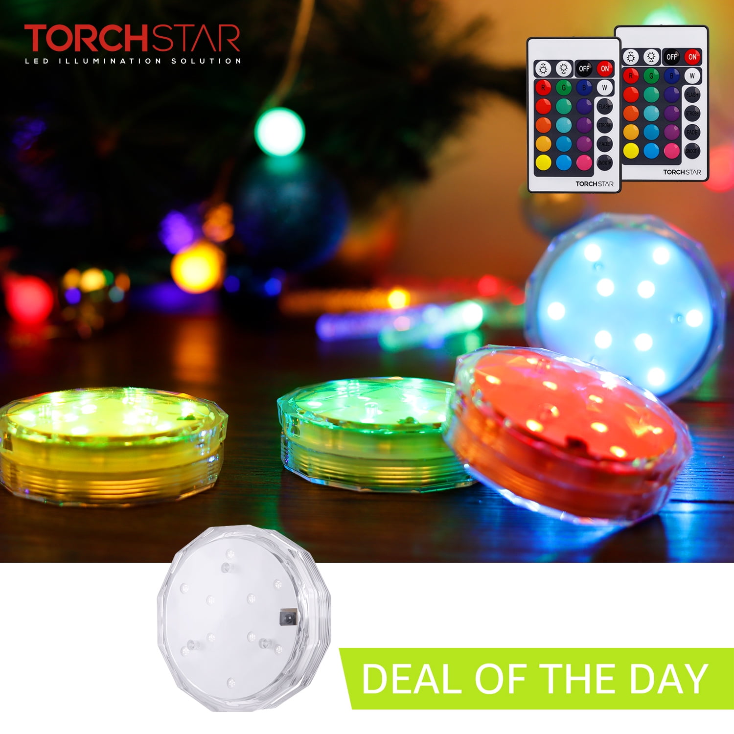 TORCHSTAR Submersible LED Underwater Lights with Remote Controlled ...