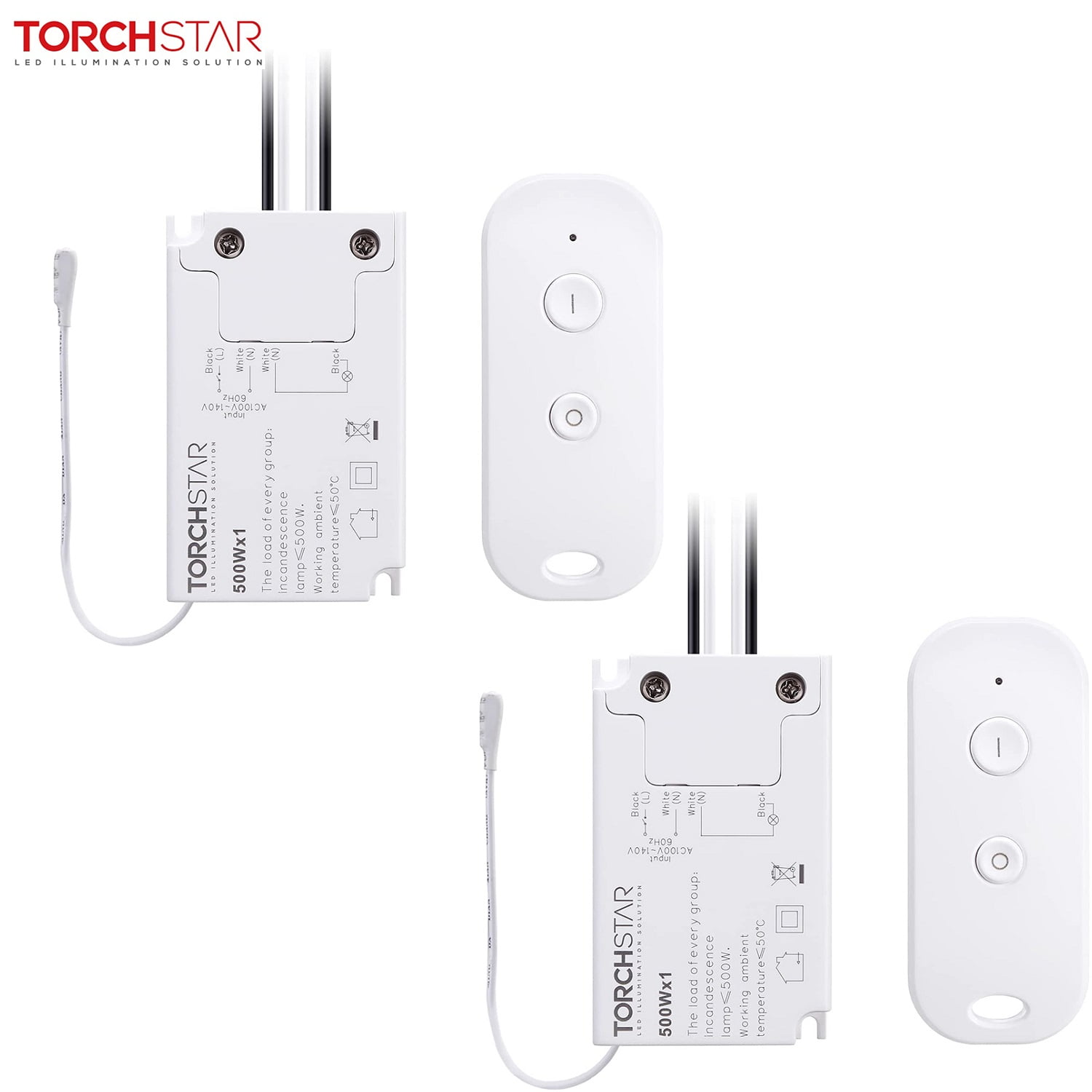 TORCHSTAR Wireless Light Switch and Receiver Kit, Simple Remote Control ...