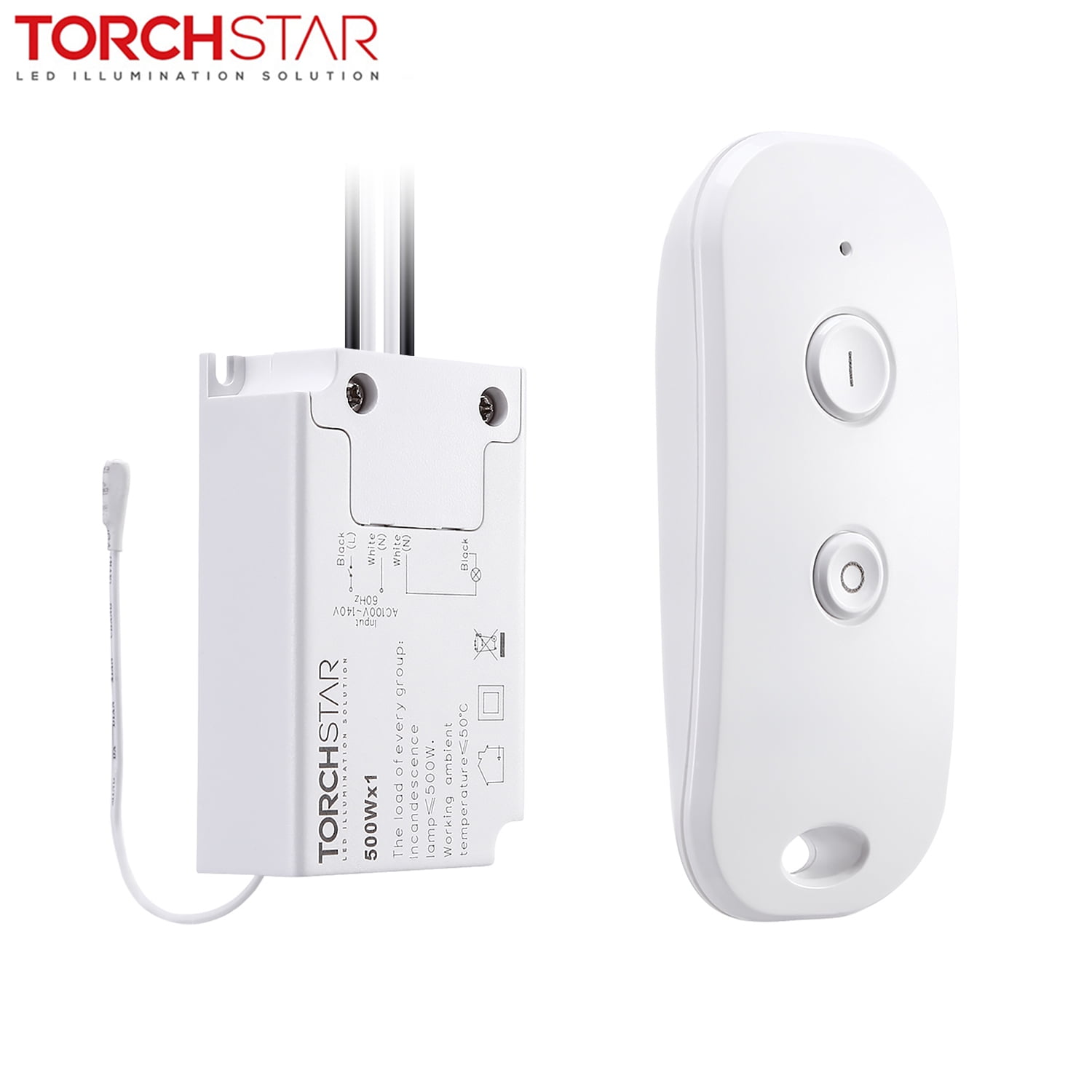 TORCHSTAR Wireless Light Switch and Receiver Kit, Simple Remote Control ...