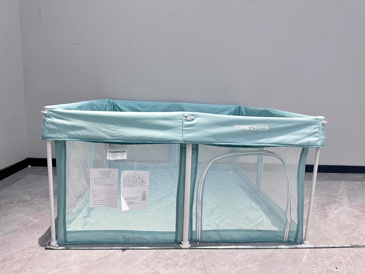 TOREVSIOR Foldable Baby Playpen with Mat, 50"×50" Collapsible Play Pen ...