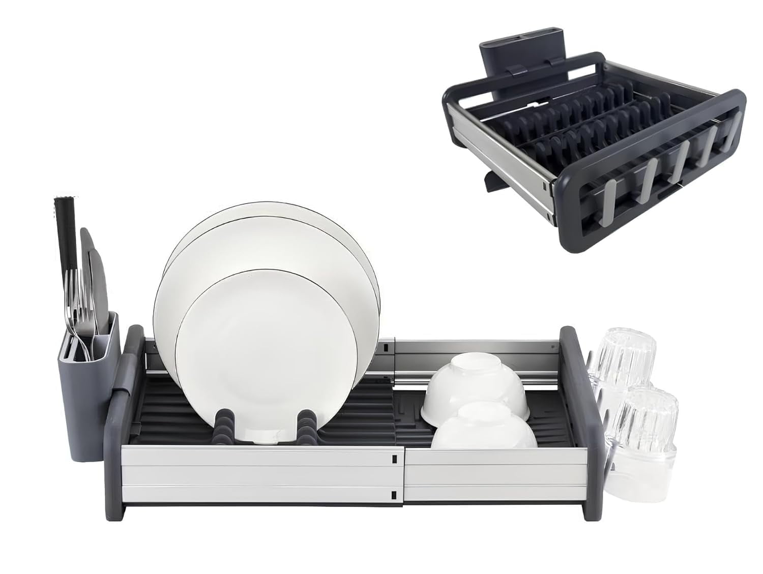 TORIOX Expandable Dish Rack Compact Dish Drainer Stainless Steel Dish ...