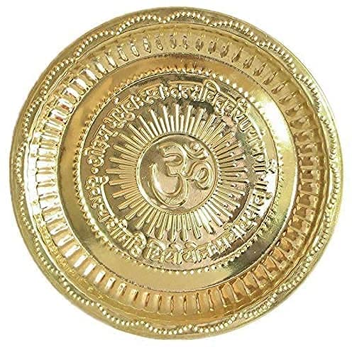TORPPEZA Brass Om Plate for Pooja Home Decoration Temple mandir ...