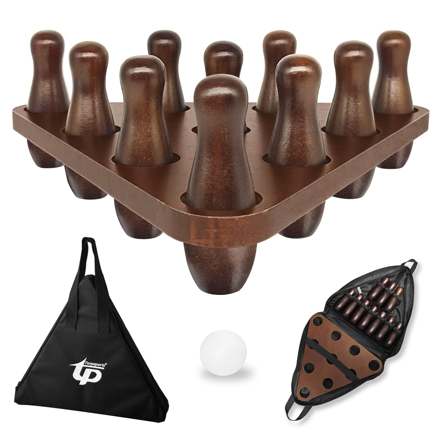 TORPSPORTS Tabletop Shuffleboard Bowling Pin Set Portable ...