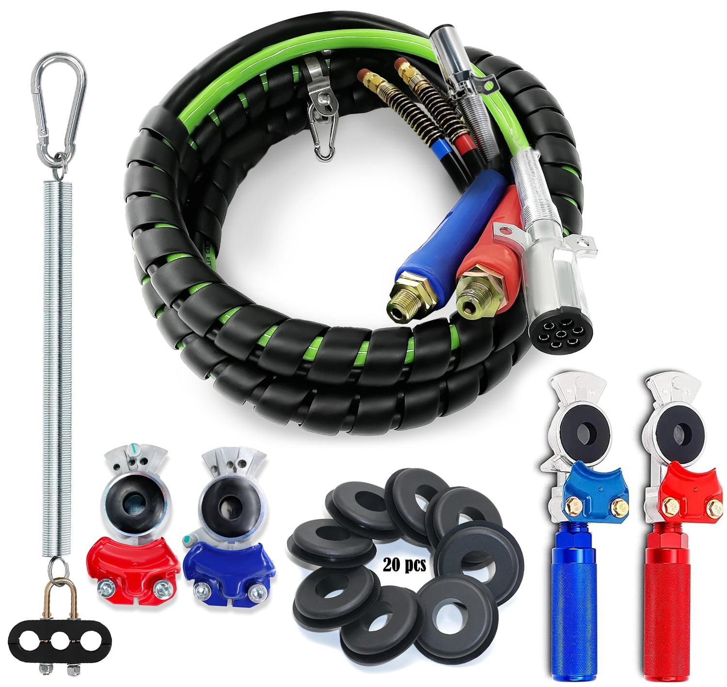 TORQUE 15ft Brake Hose Air Line Wrap with Gladhands and Glad Hand Seals ...