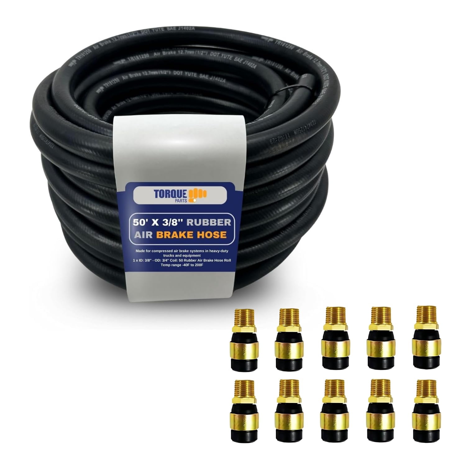 TORQUE Rubber Air Brake Hose 3/8" x 50-FT ROLL Black Replaces ...