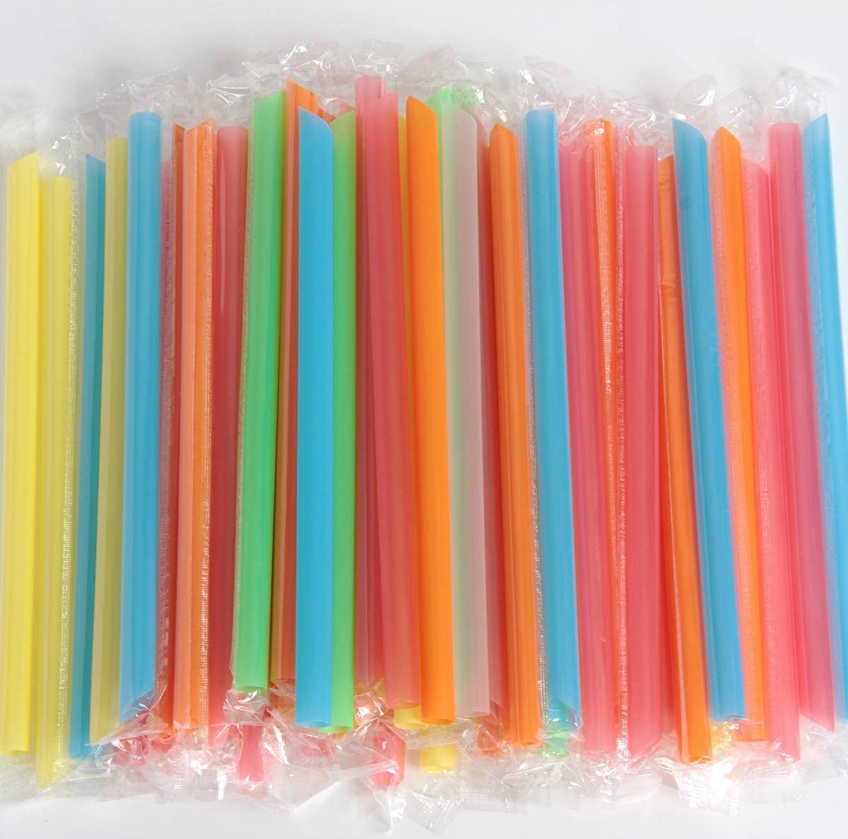 GIXUSIL 300 Pack Milkshake Plastic Straws ,Jumbo Smoothie Straws, 9.4 ...