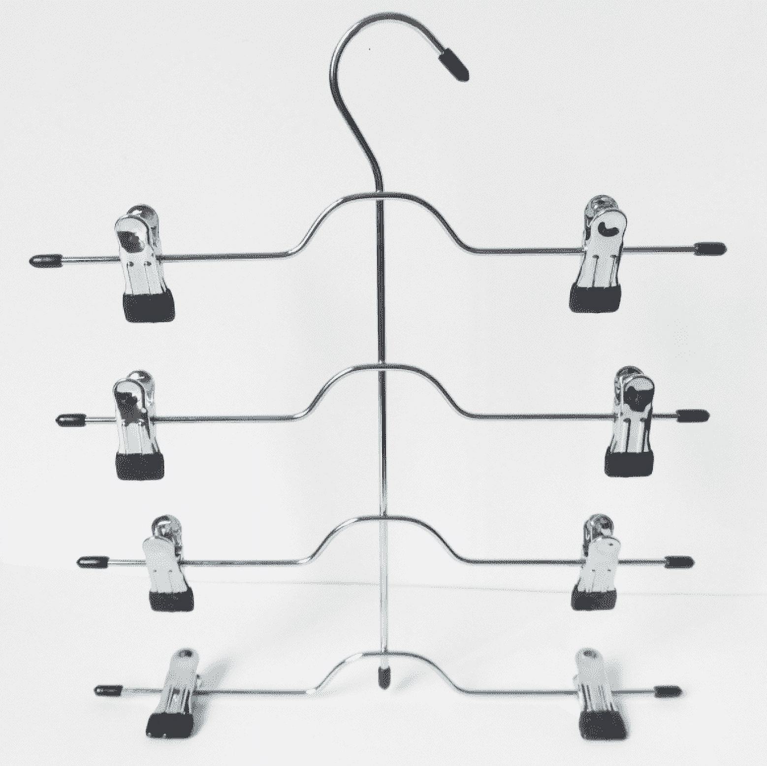 GIXUSIL 4 Tier Pants Hangers Metal Skirt Hangers with Clips, Space ...