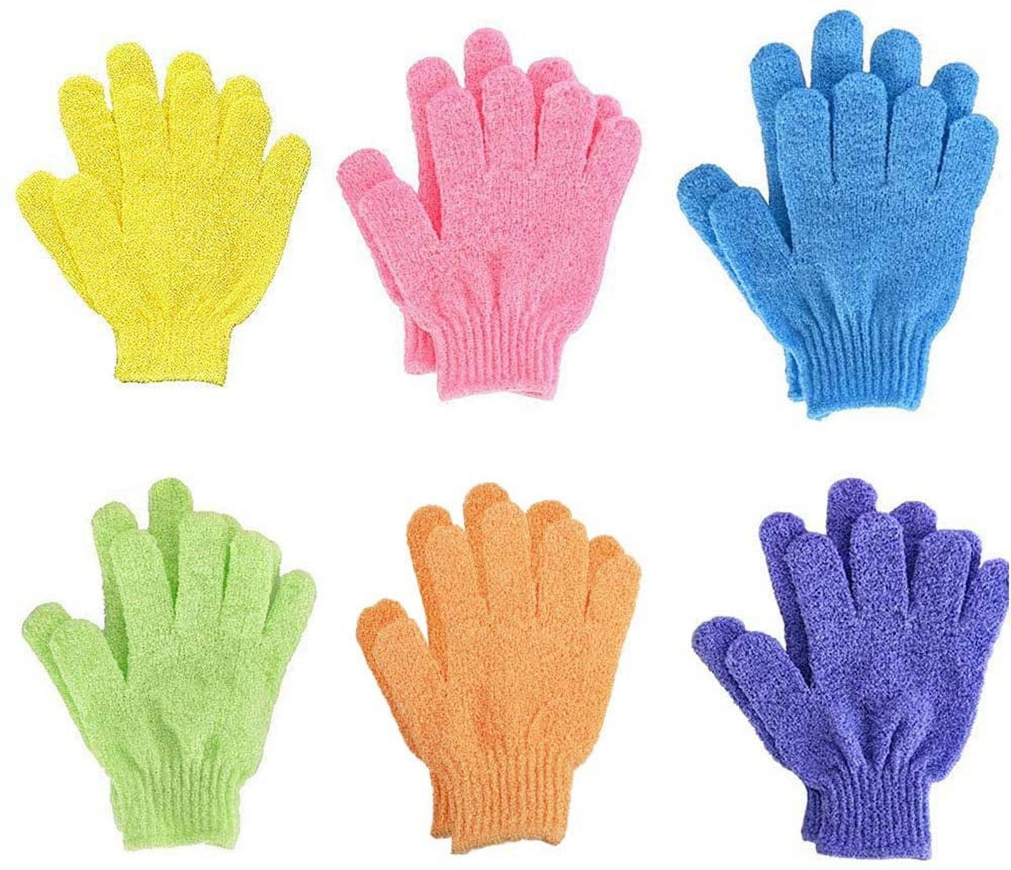 TORUBIA 6 Pairs Double Sided Exfoliating Gloves Body Scrubber Scrubbing ...