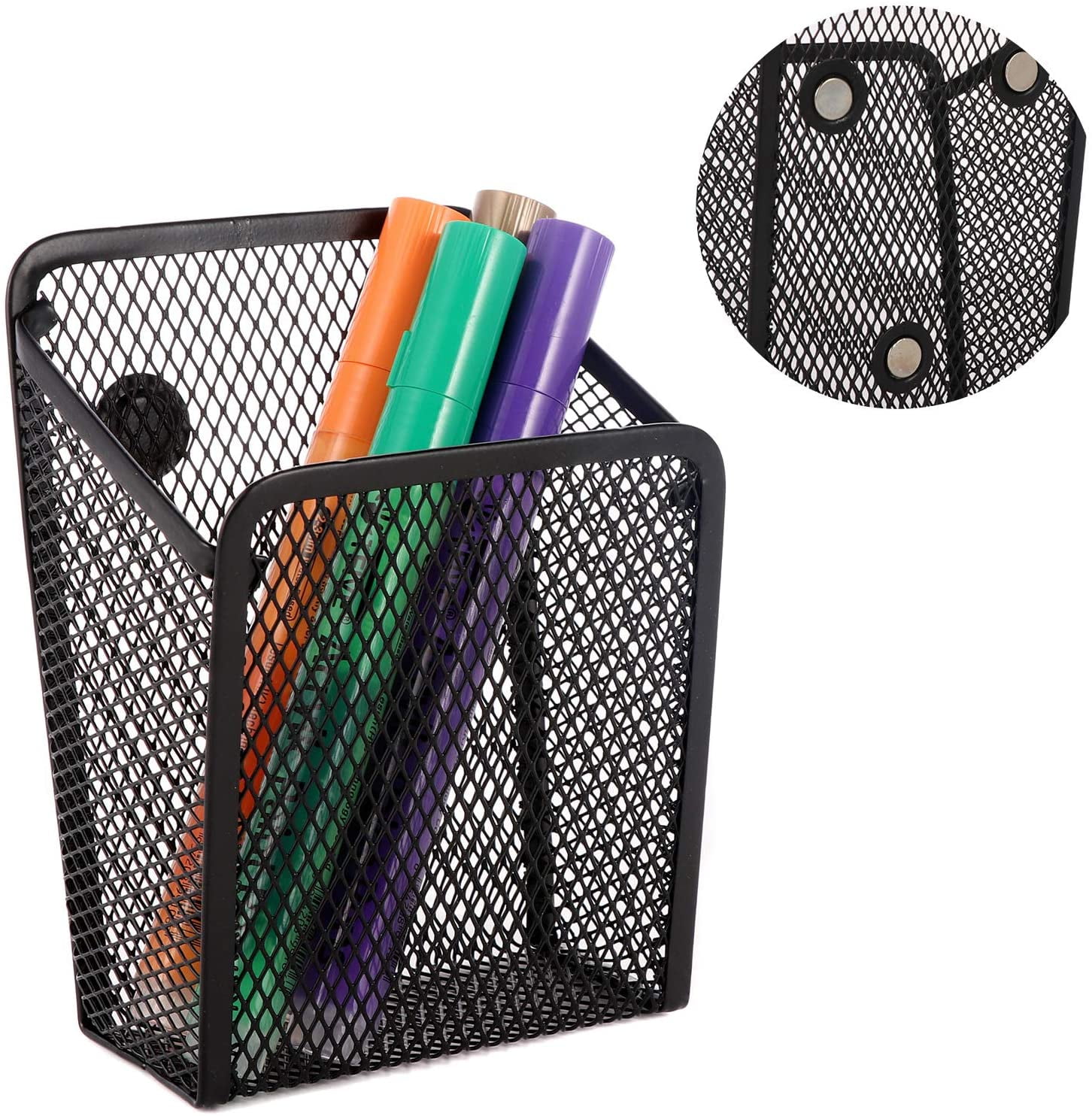 TORUBIA Magnetic Pencil Holder,Mesh Stainless Steel Pen Basket, Metal ...
