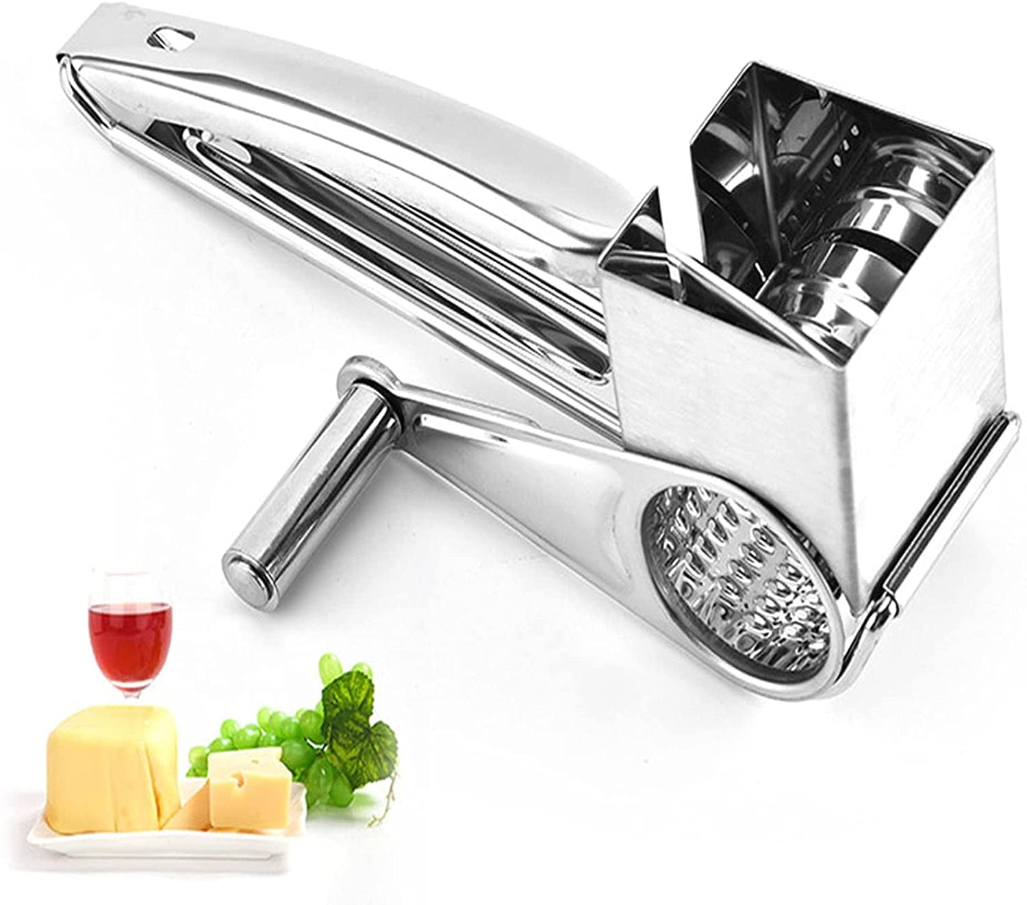 TORUBIA Rotary Cheese Grater Stainless Steel Block Cheese Shredder ...