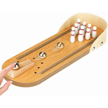 ABEDOE Mini Bowling Game Set Wooden Desktop tabltop Bowling Toy Classic ...