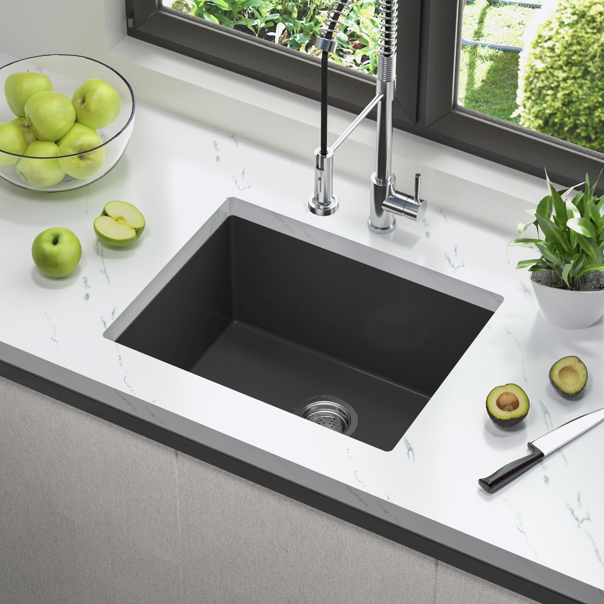 TORVA 22x 18 Inch Gloss Black Ceramic Coating with NanoTek Undermount ...