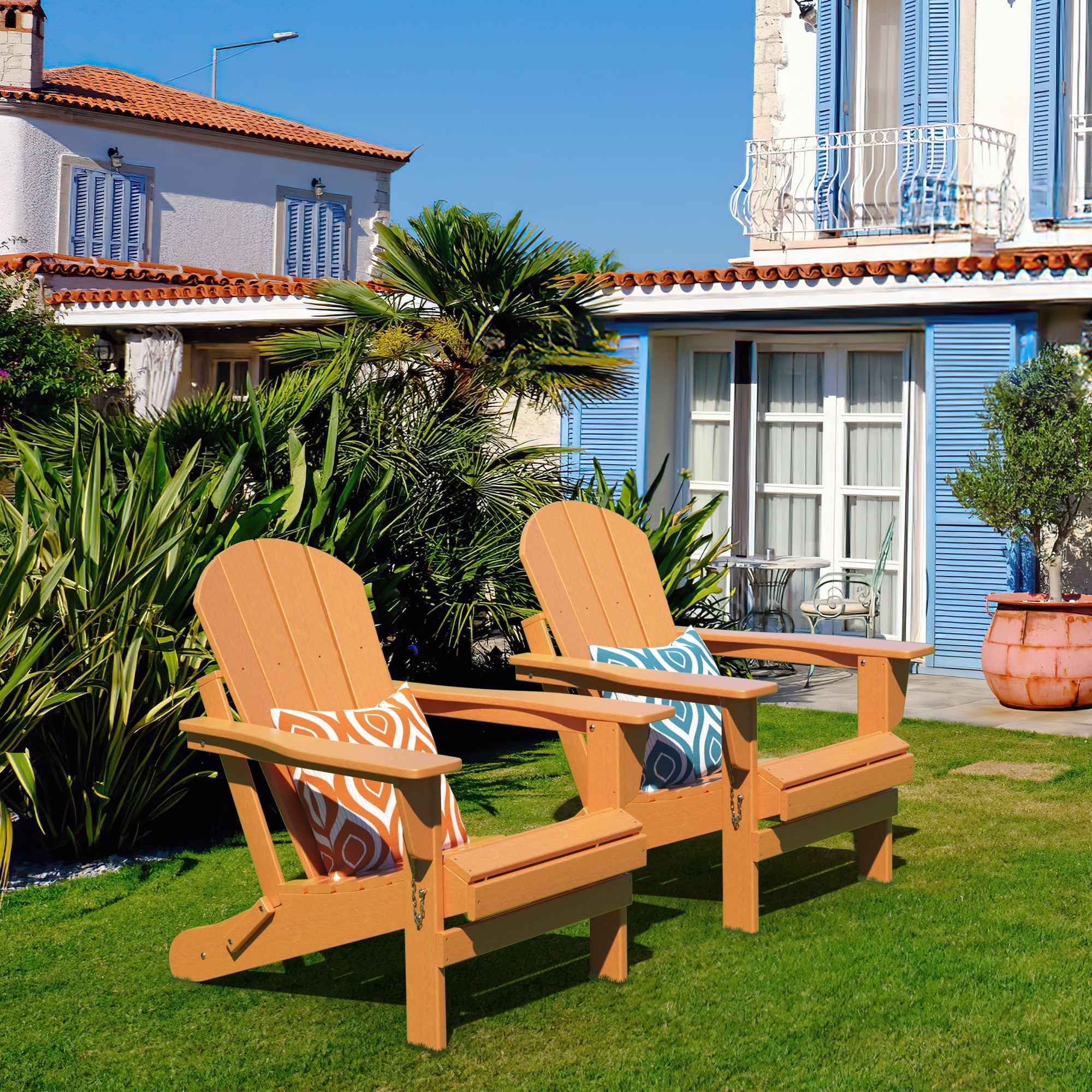 TORVA Folding Adirondack Chair Set of 2, Fire Pit Chair,Patio Outdoor Chairs All-Weather Proof ...