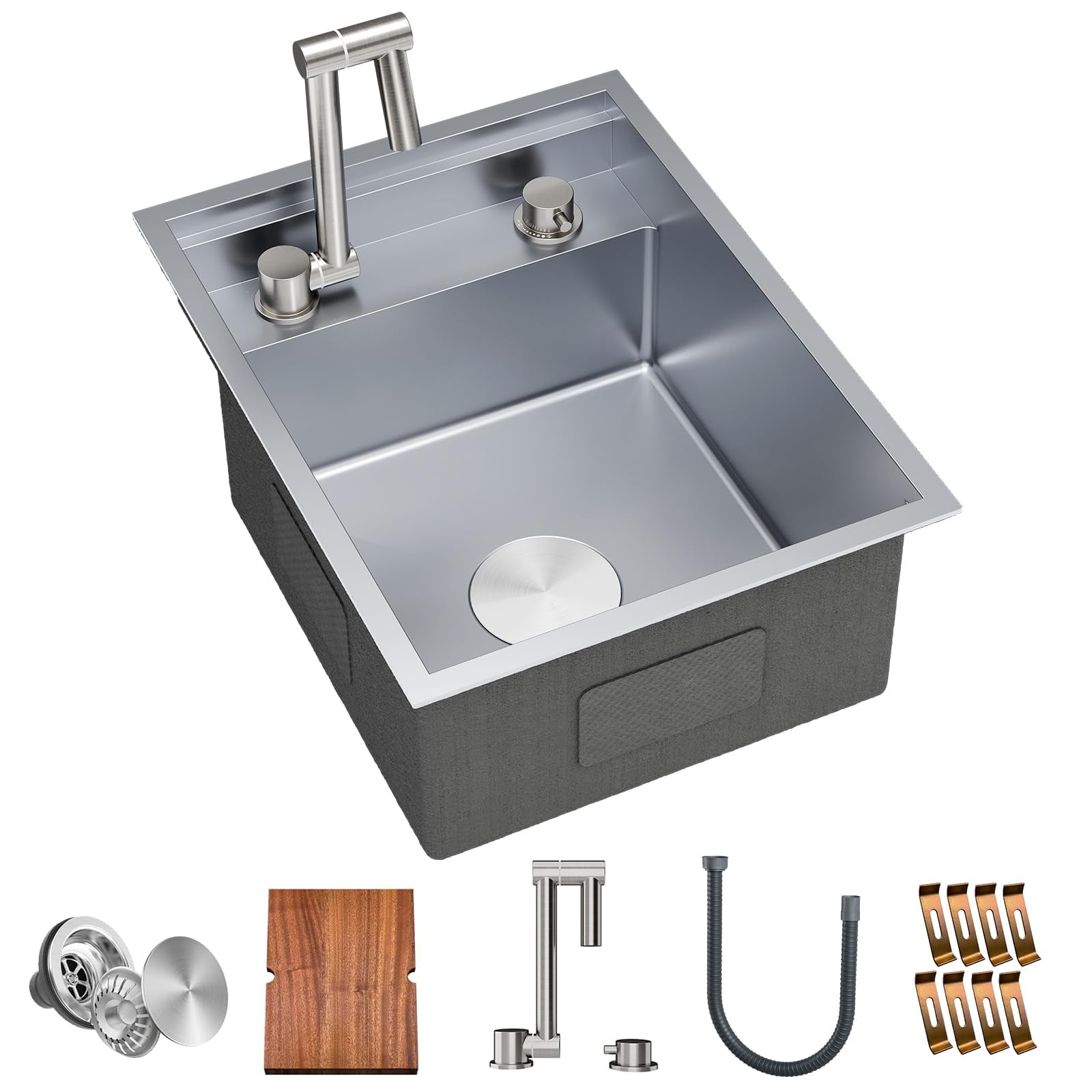 TORVA RV Kitchen Sink, 16 x 21 x 9 Inch Undermount Bar Sink 16 Gauge ...