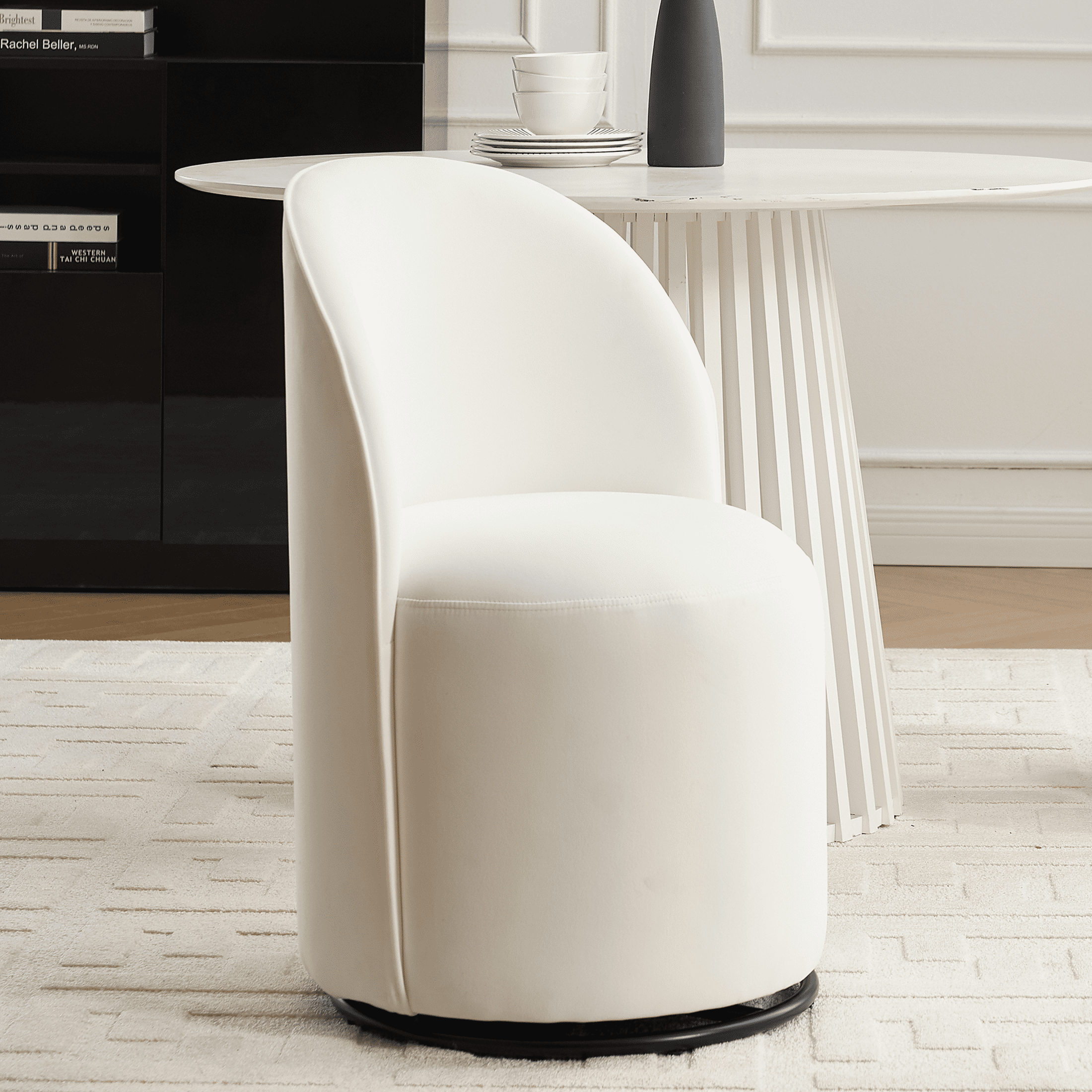 TOSEE 360° Swivel Velvet Barrel Chair, High-Density Sponge Dining Chair ...