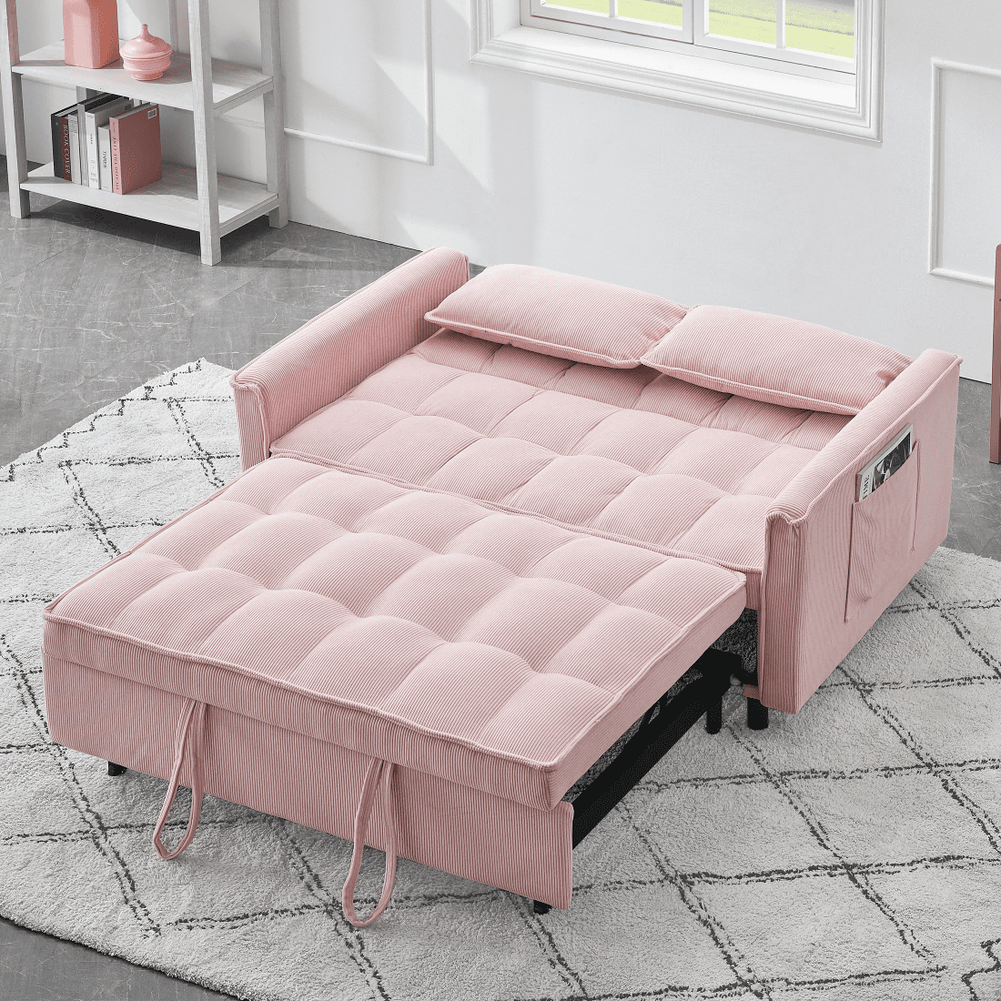 TOSEE 55" Pull-Out Sofa Bed Convertible Sleeper Loveseat with ...