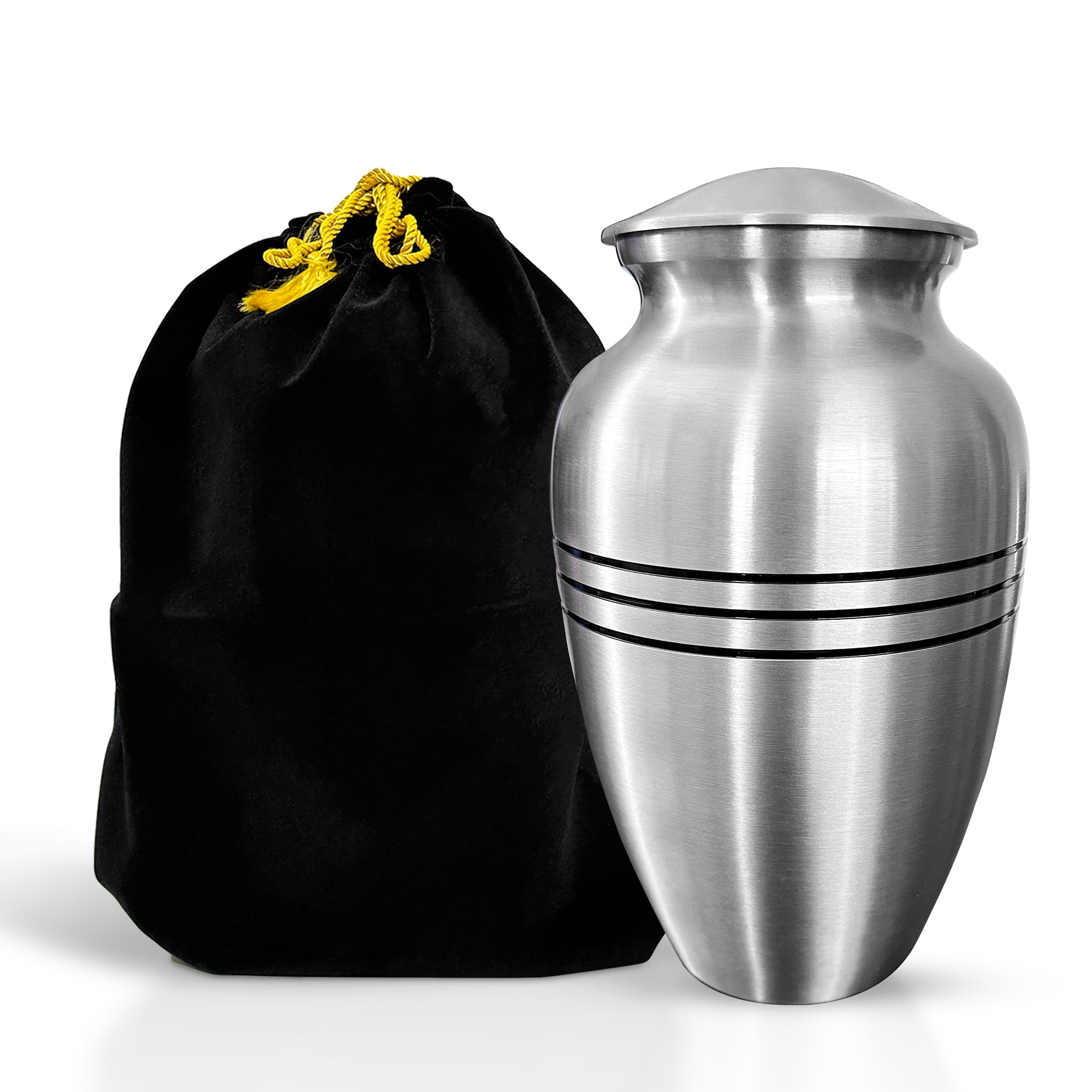 TOSENG Elegant Silver & Pewter Urn for Ashes for Men & Women - 10 x 7 ...
