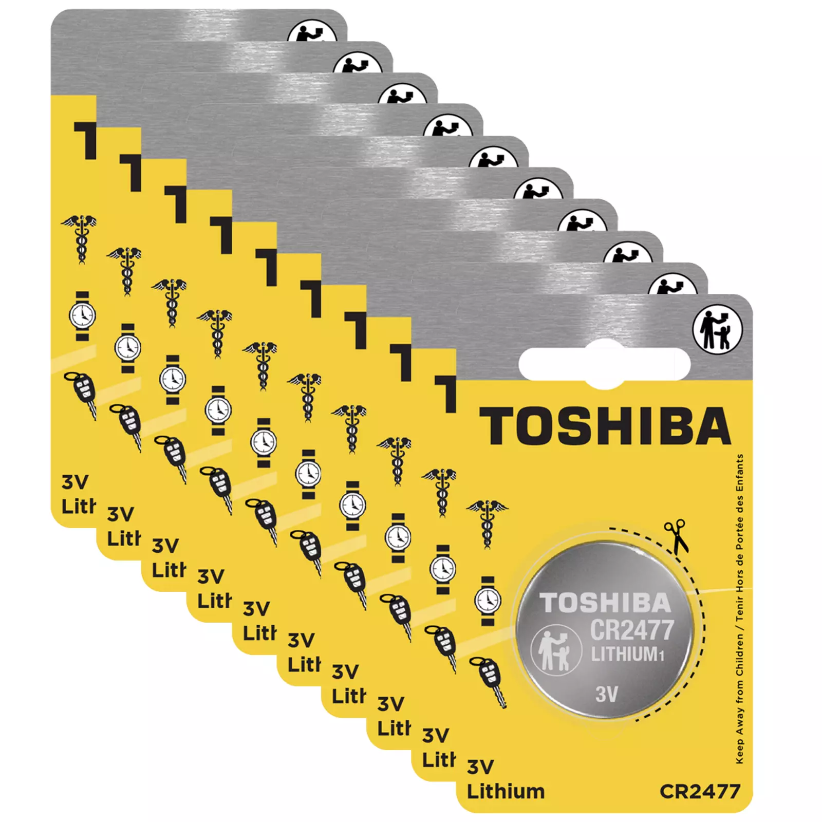 TOSHIBA CR2477 3V Lithium Coin Cell Child Resistant Blister Package (10 ...