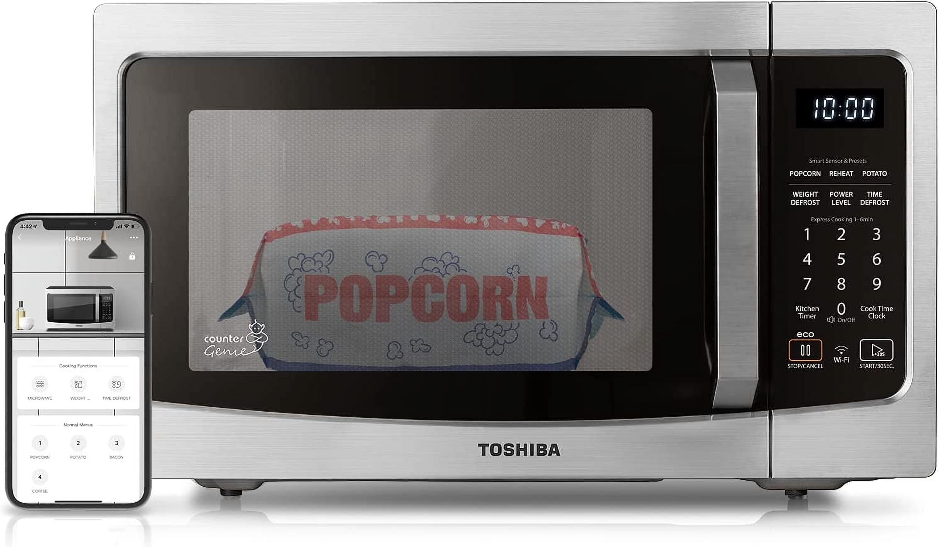 TOSHIBA ML-EM34P(SS) Smart Countertop Microwave, Sensor Reheat, Works ...
