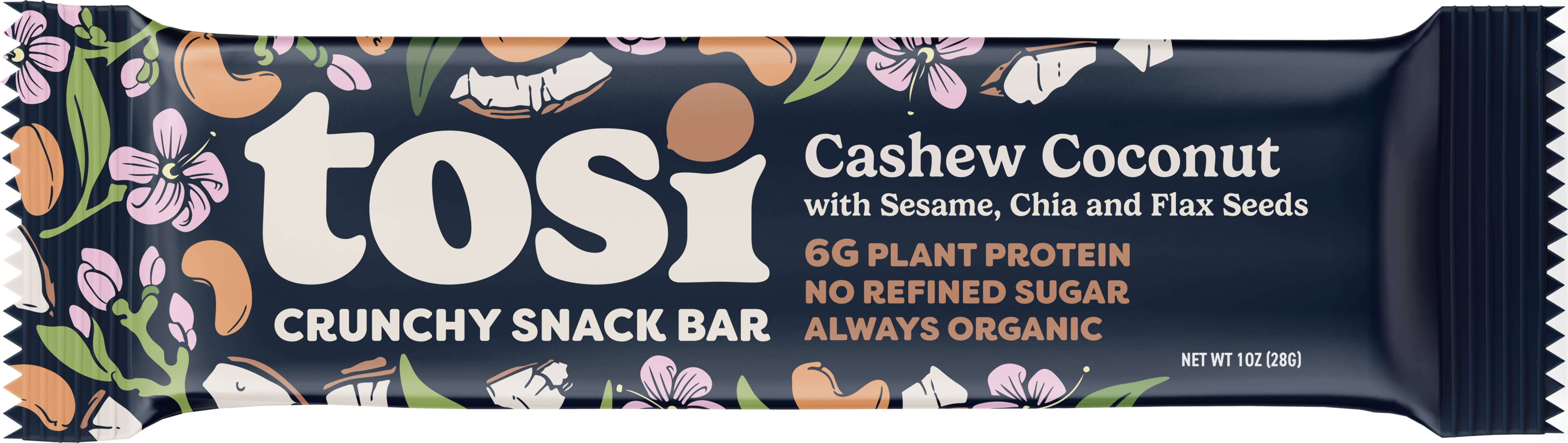 Tosi Crunchy Snack Bar, Cashew Coconut, Organic - 1 oz - Walmart.com