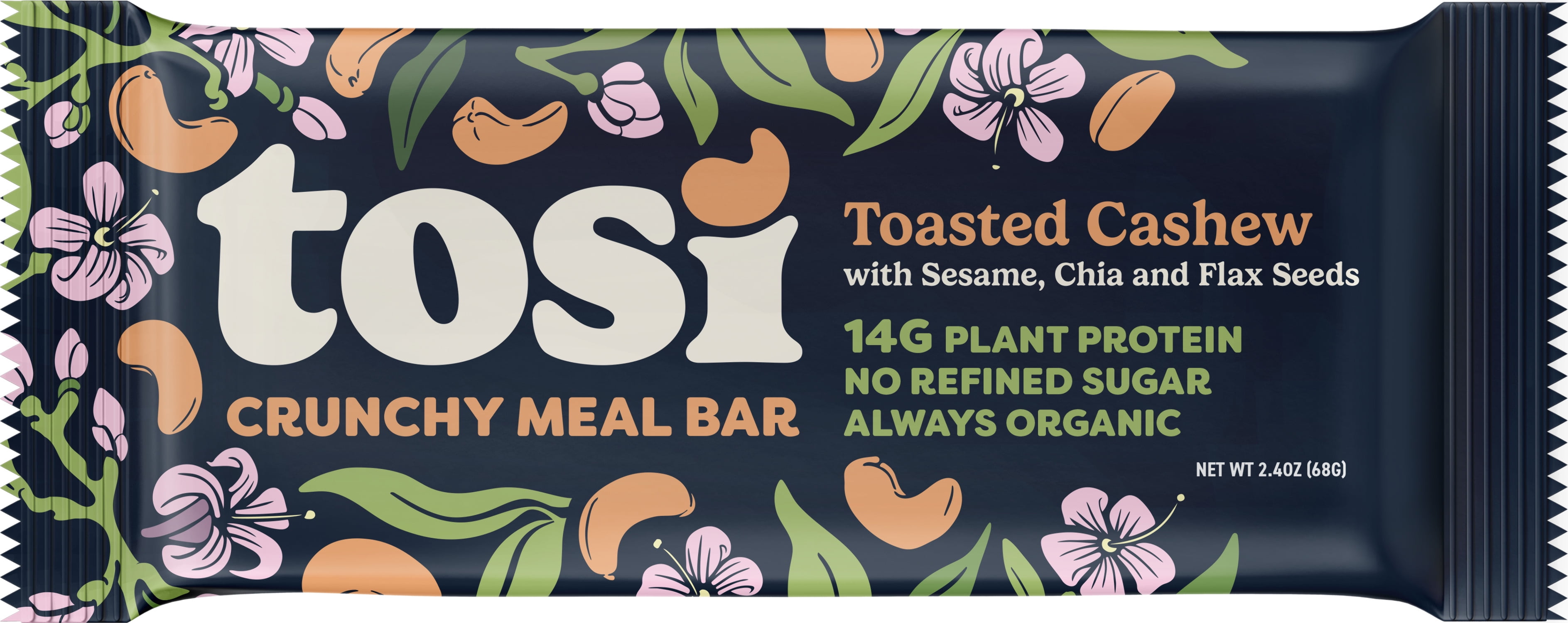 TOSI SuperBites, Gluten-Free Snack Bars, Cashew, Vegan, Organic, 2.4 oz ...
