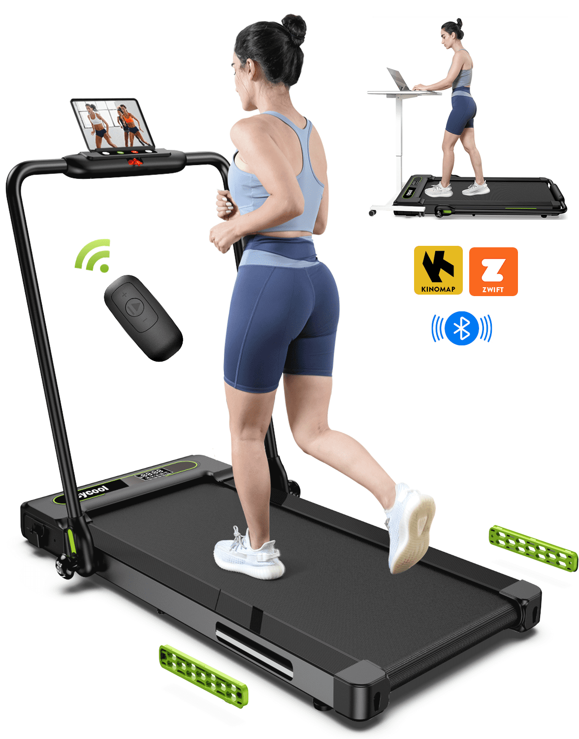 TOSSFD 2.5HP 2-1 Folding Treadmill Electric Running Walking Pad Jogging ...