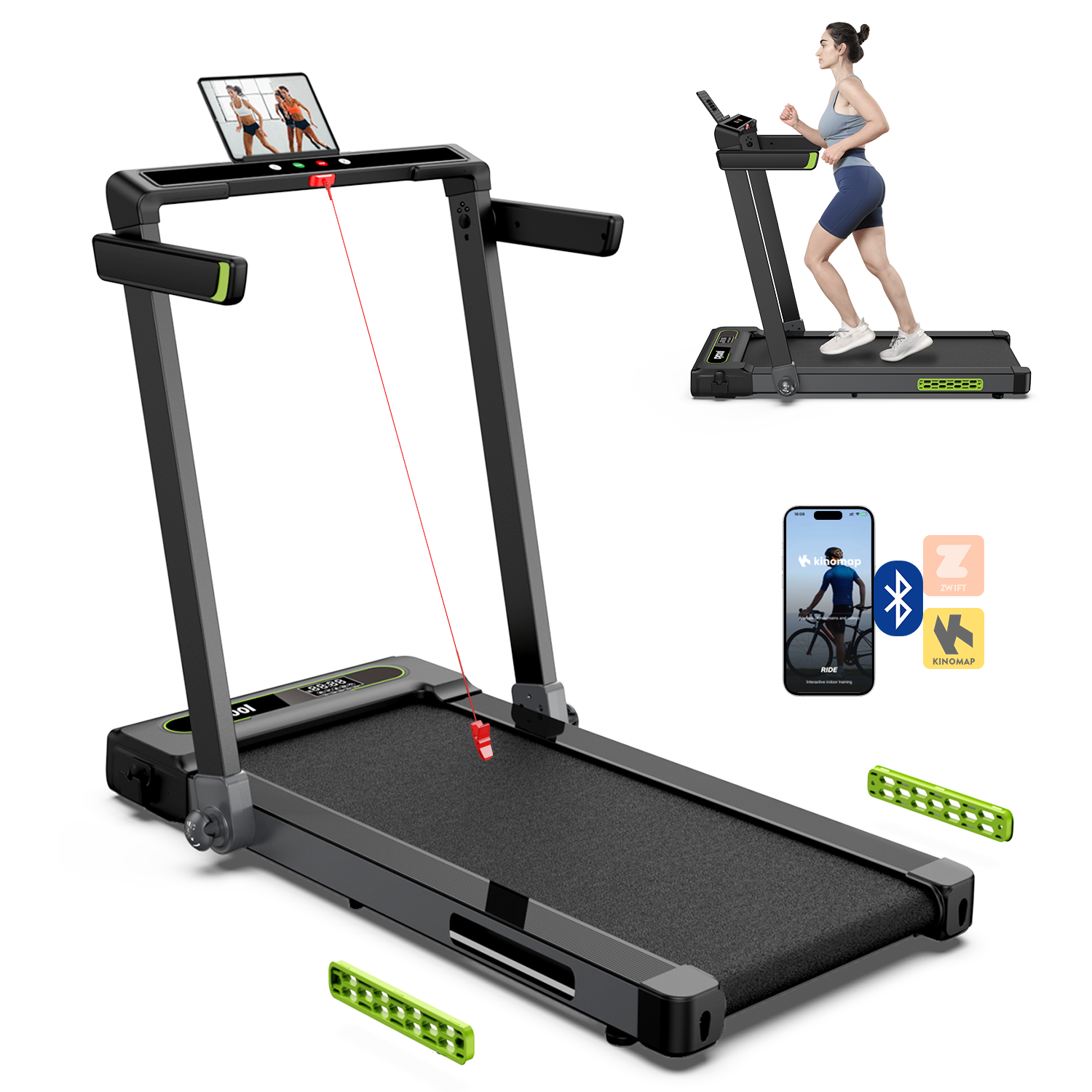 BiFanuo 2 in 1 Folding Treadmill, Smart Walking Running Machine ...
