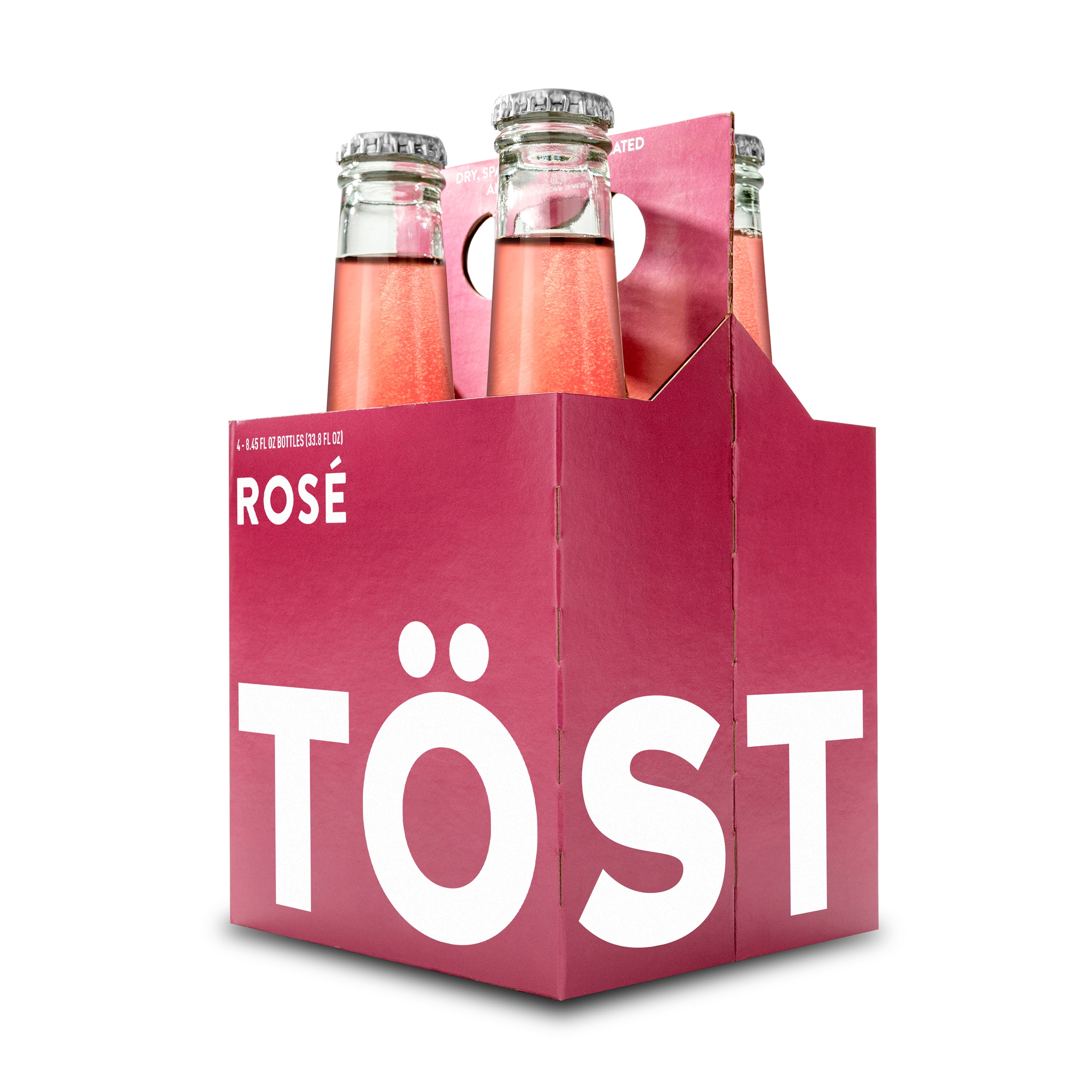 TOST Non-Alcoholic Sparkling Rosé Beverage, 4-Pack, 8.45 fl oz Bottles ...