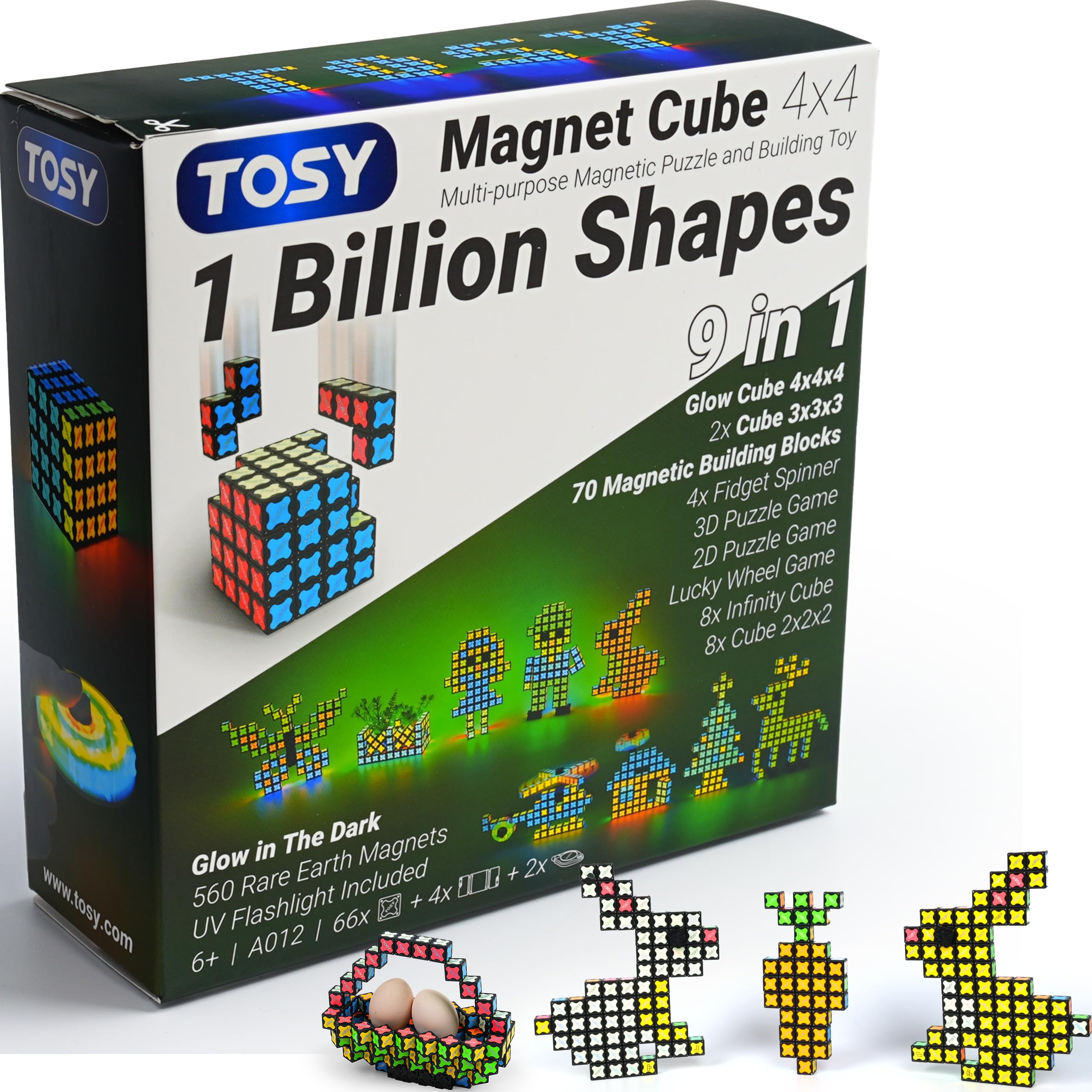 TOSY Magnet Cube 4x4 MMF7 - 560 Magnets, 70 8in1 Toy: 4x4 or 3x3 or 2x2 Puzzle Cube ...