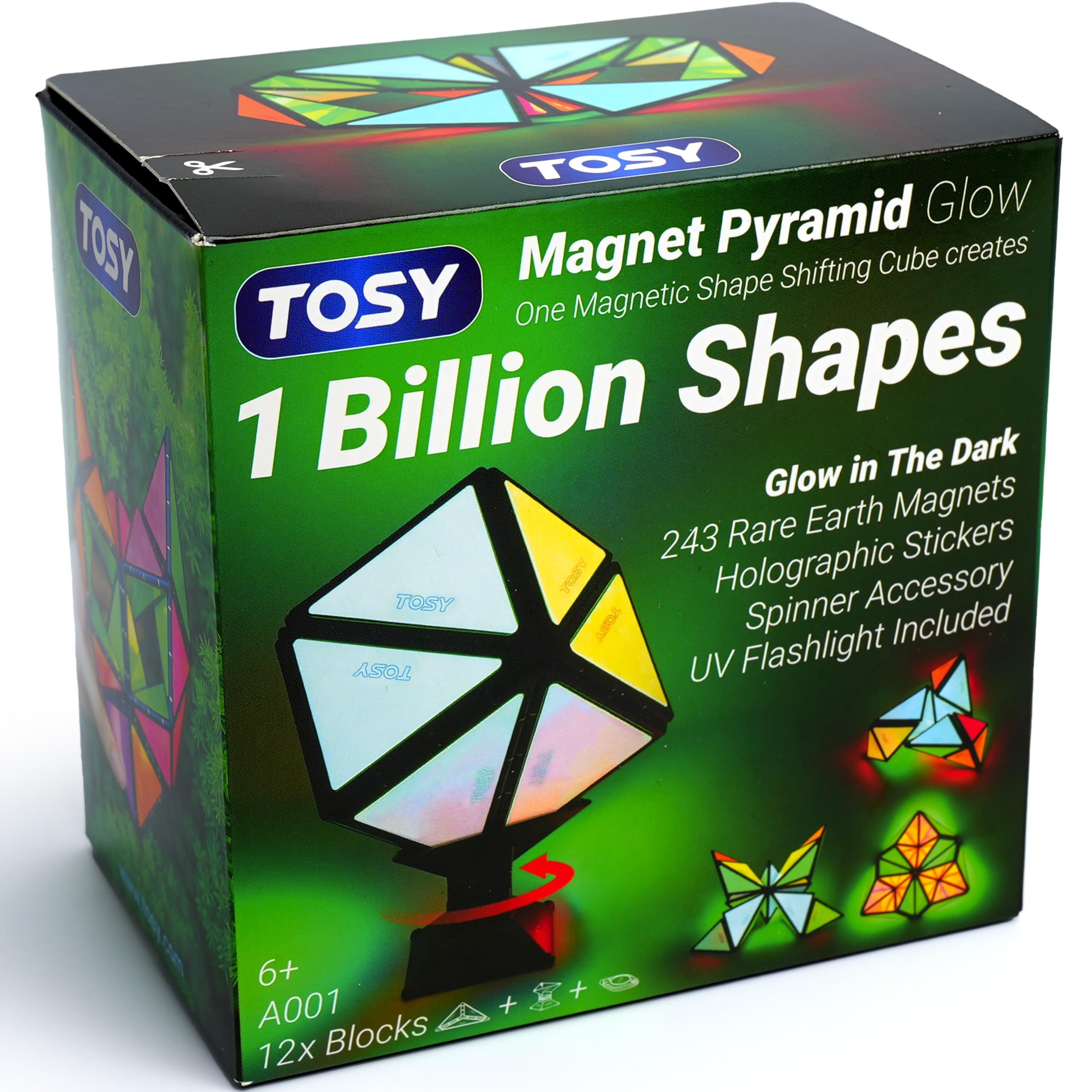 TOSY Magnet Pyramid Glow - 1 Cube Transforms into 1 Billion Shapes, 12 ...