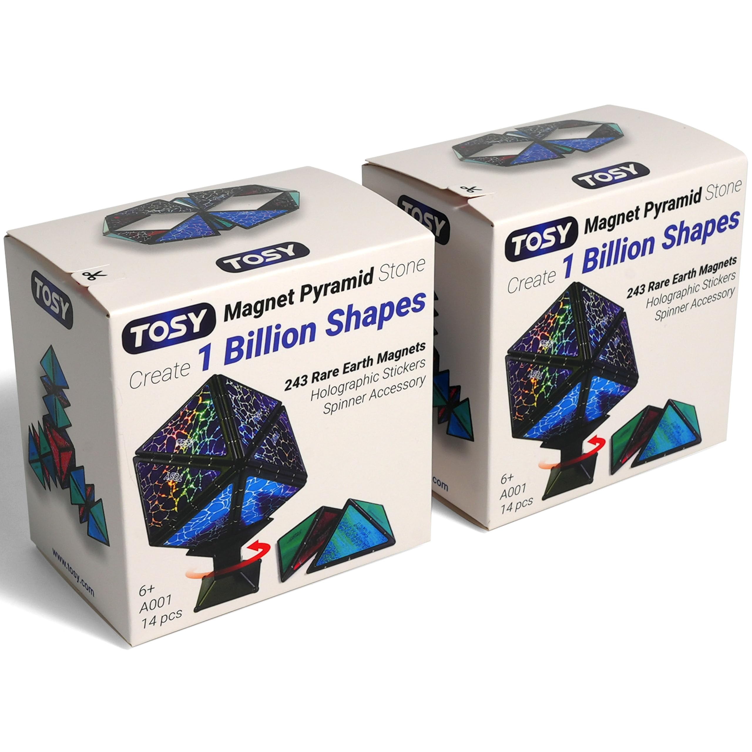 TOSY Magnet Pyramid Stone - 1 Cube Transforms into 1 Billion Shapes, 12 ...