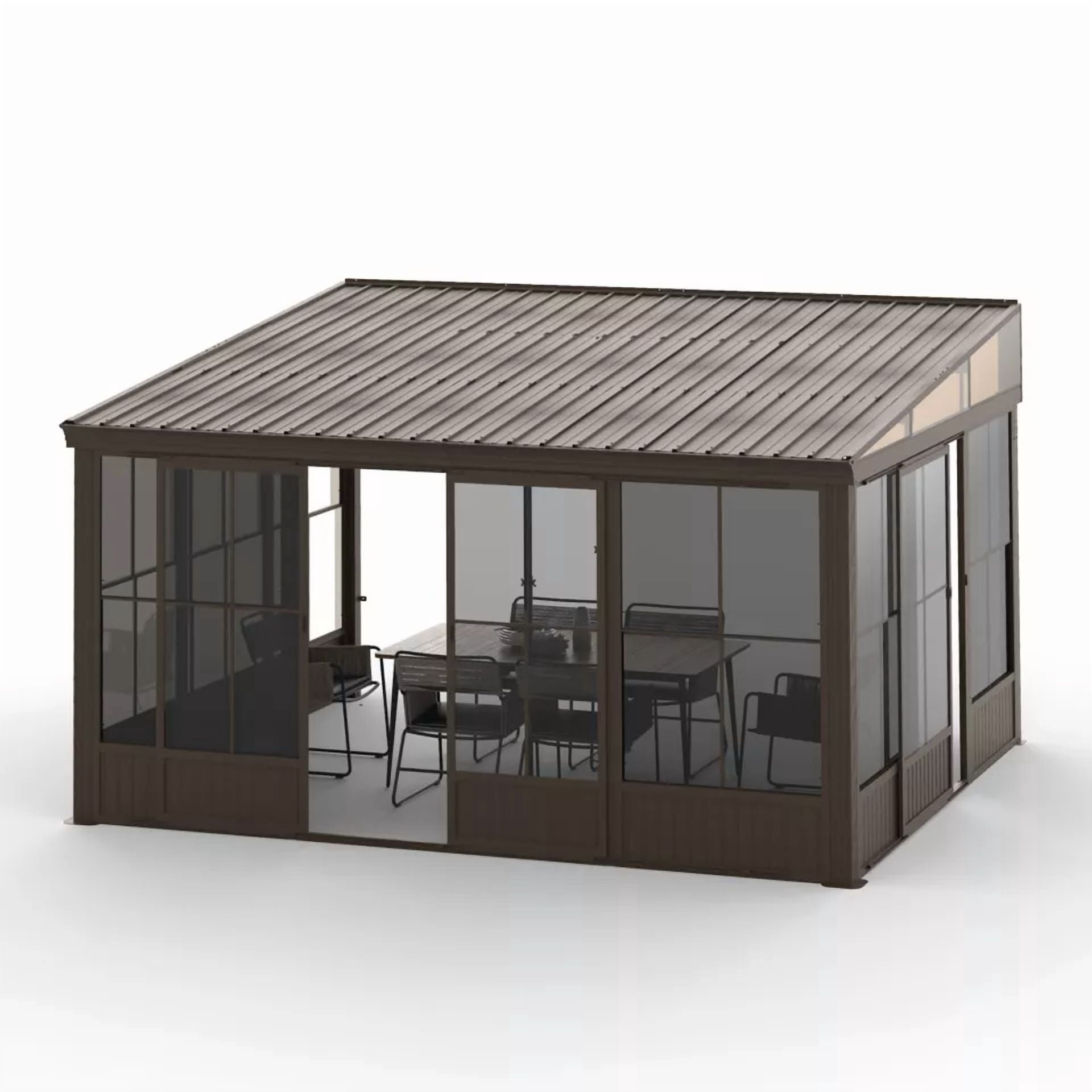 TOTAL Outdoor 12' x 14' All-Season Sunroom, Wall-Mounted Gazebo ...