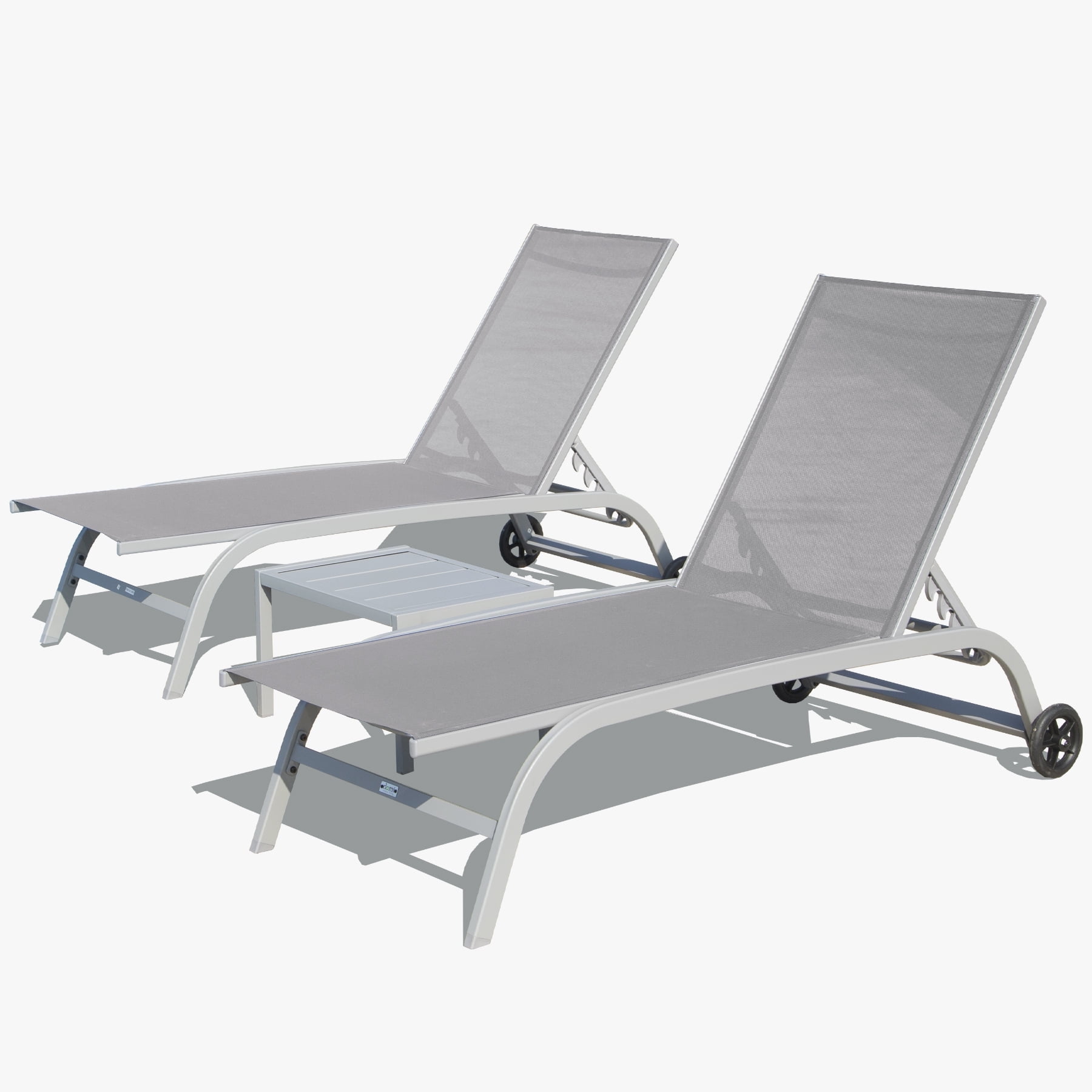 TOTAL Outdoor Adjustable Chaise Lounge Chairs Set with Wheels, 2 Lounge ...