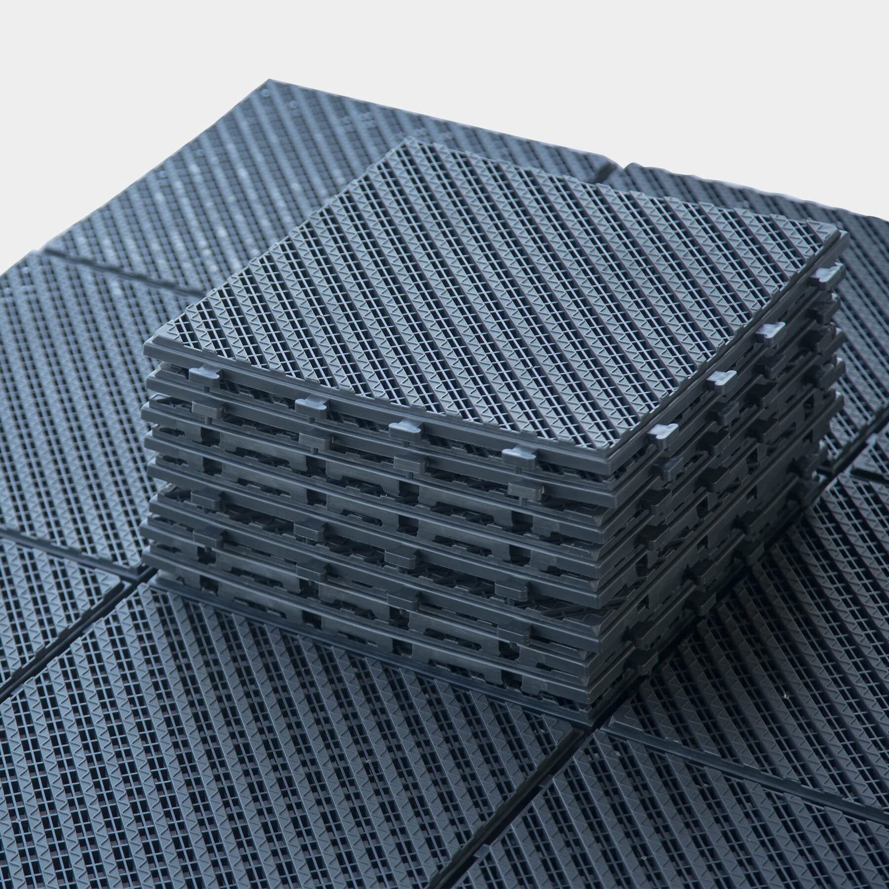 TOTAL Outdoor Living Plastic Interlocking Deck Tiles, 9 Pieces One Pack ...