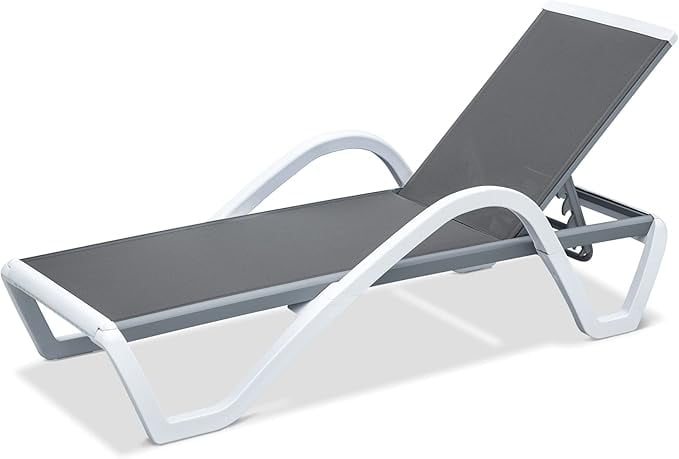 TOTAL Outdoor Patio Chaise Lounge Adjustable Aluminum Pool Lounge ...