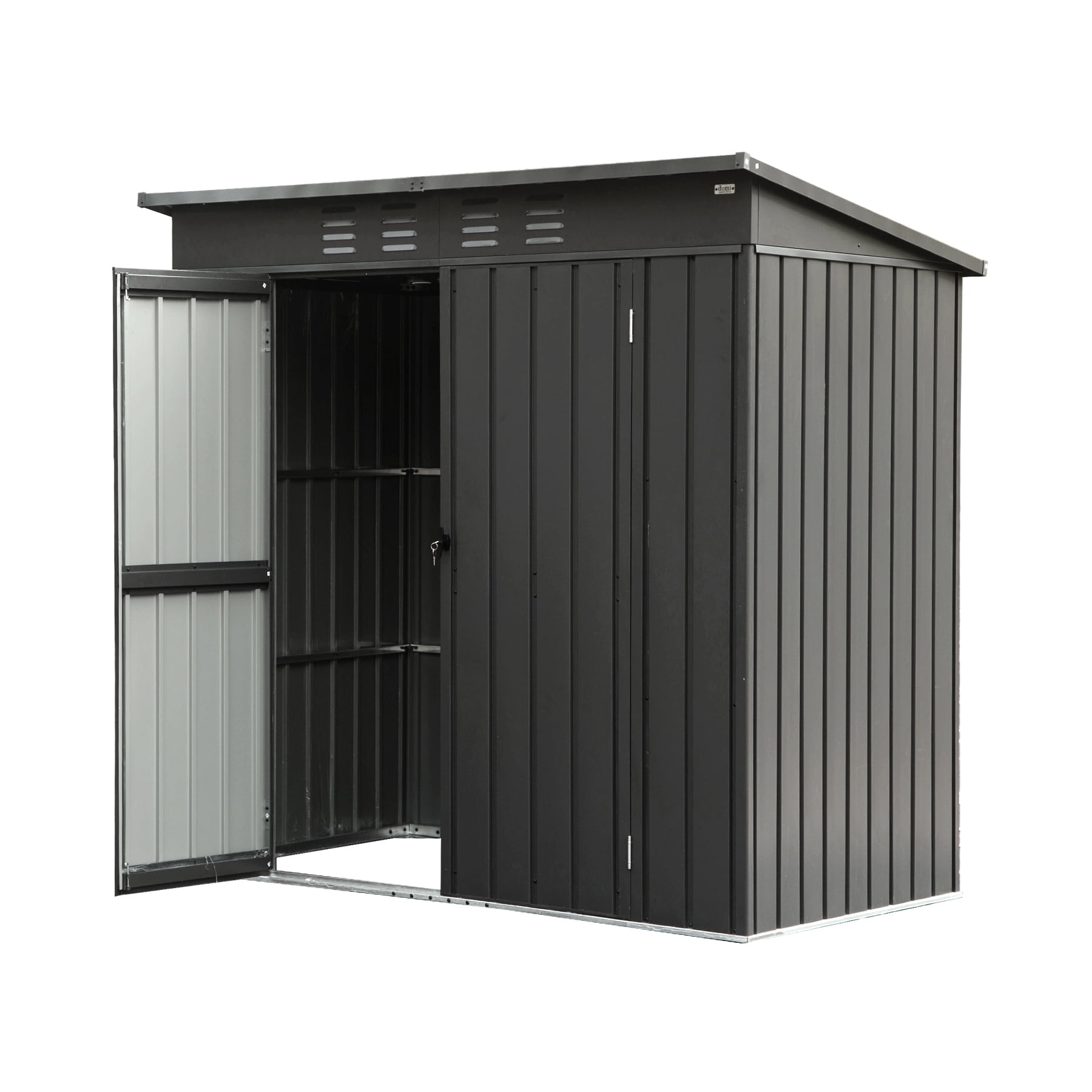 TOTAL Outdoor Storage Shed 6' x 4', Metal Waterproof Utility Tool Shed ...
